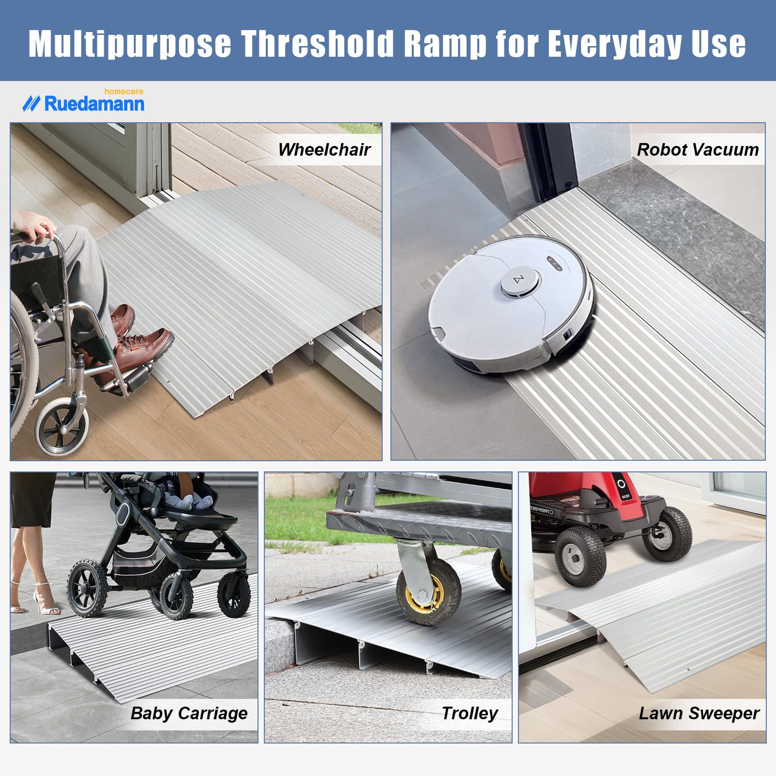 Snapklik.com : 2" Rise Bridge Threshold Ramp, 34" Wide Modular Aluminum ...