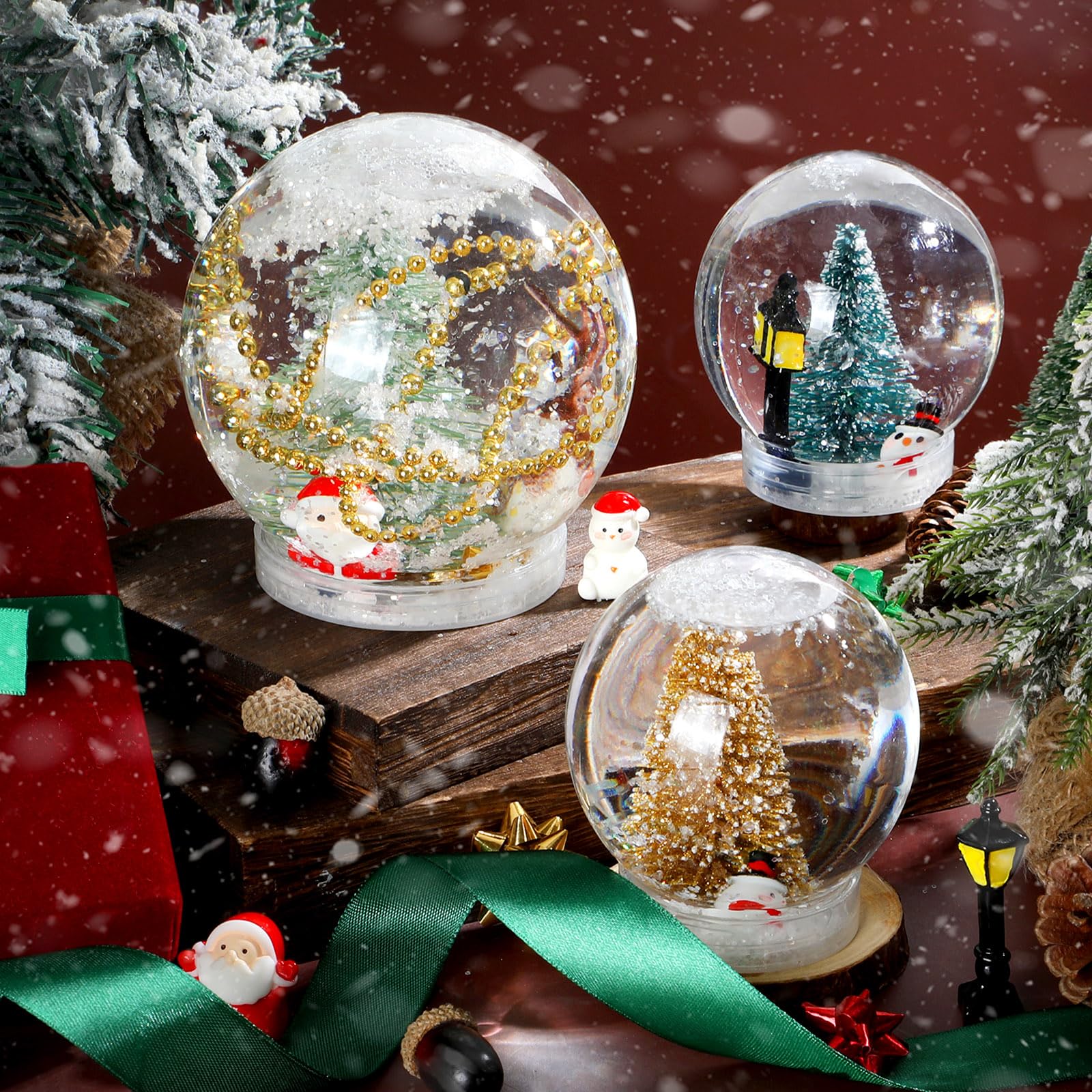 Amazon.com: Sliner 22 Pcs Christmas Snow Globe Set DIY Plastic Snow ...