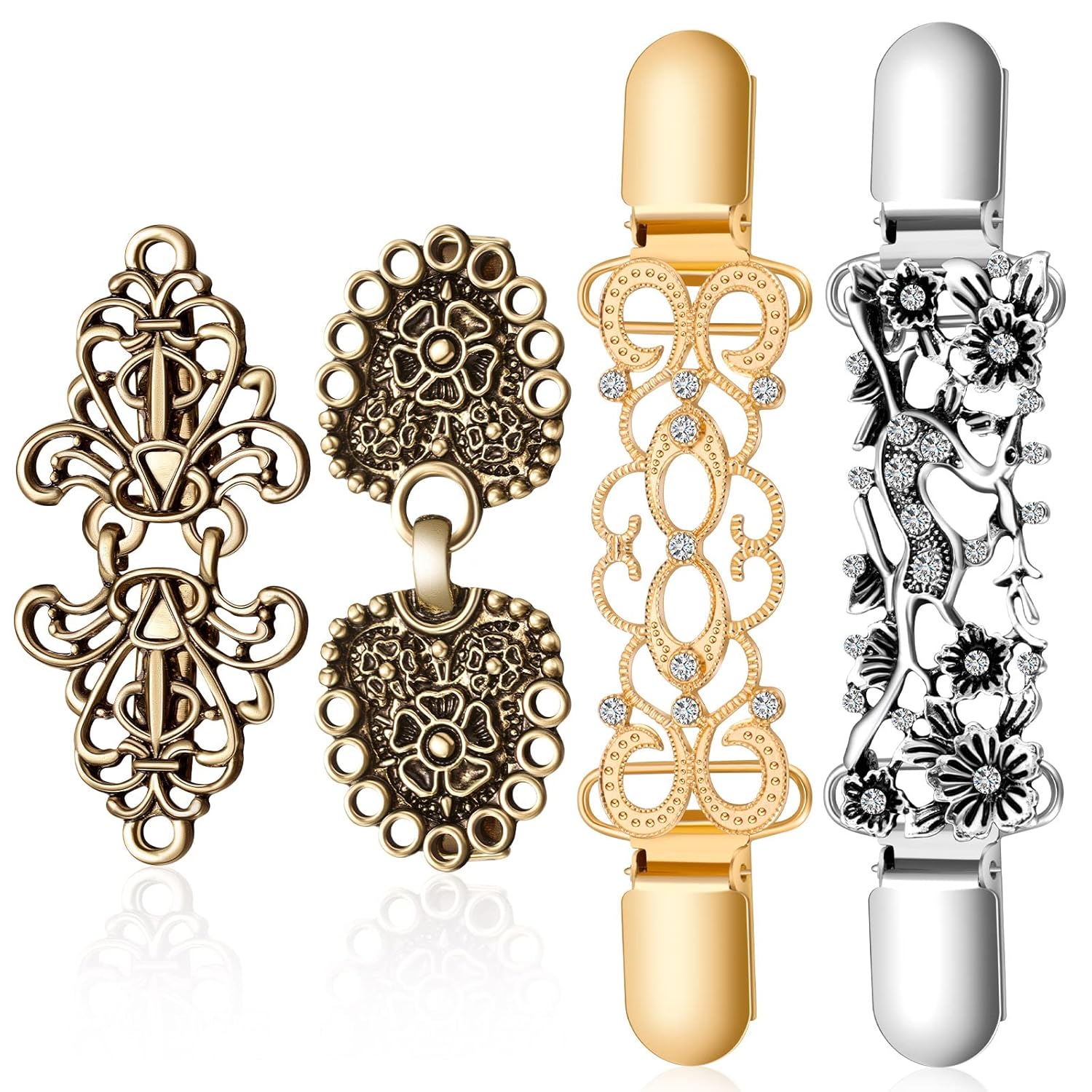 4 Pieces Vintage Sweater Shawl Clips Retro Metal Scarf Shirt Brooch ...