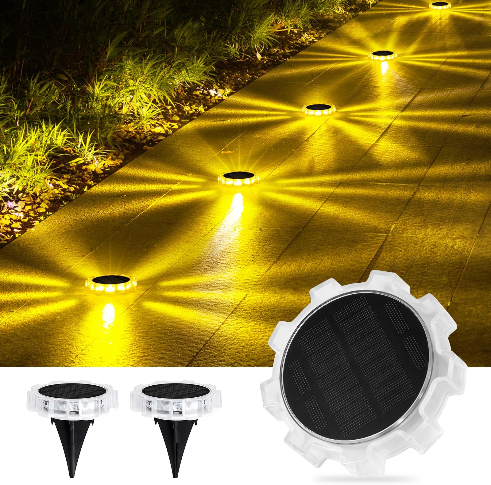 Tpyag Solar Ground Lights Outdoor, 2 Pack Solar Ground Lights ...