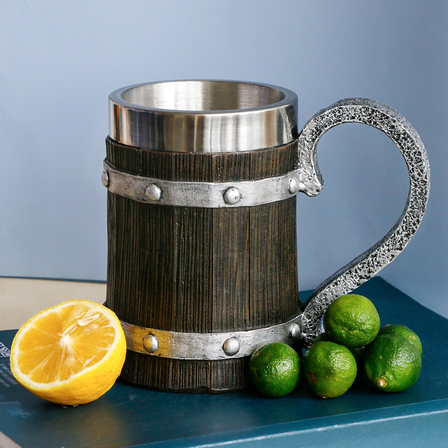 Amazon.com | Medieval Viking Wood Beer-Tankard Mug - 21oz Norse ...