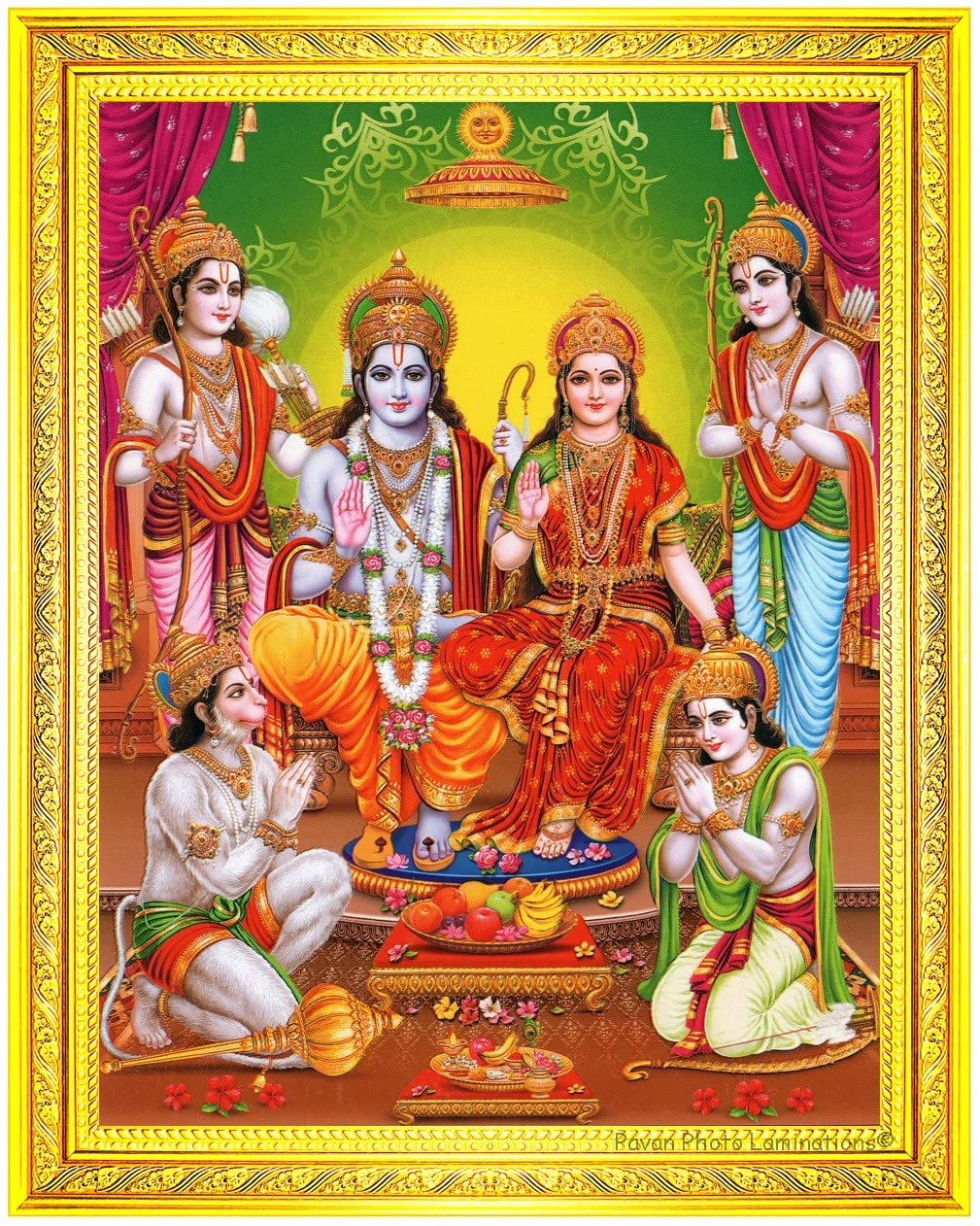 Buy Pavan Photo Laminations, Lord Sri Ram Darbar Bhagwan Shri Rama ...
