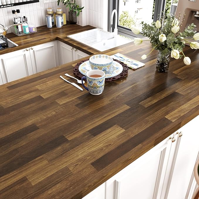 Yullpaper Brown Wood Panel Wallpaper Kitchen Worktop Vinyl Covering ...
