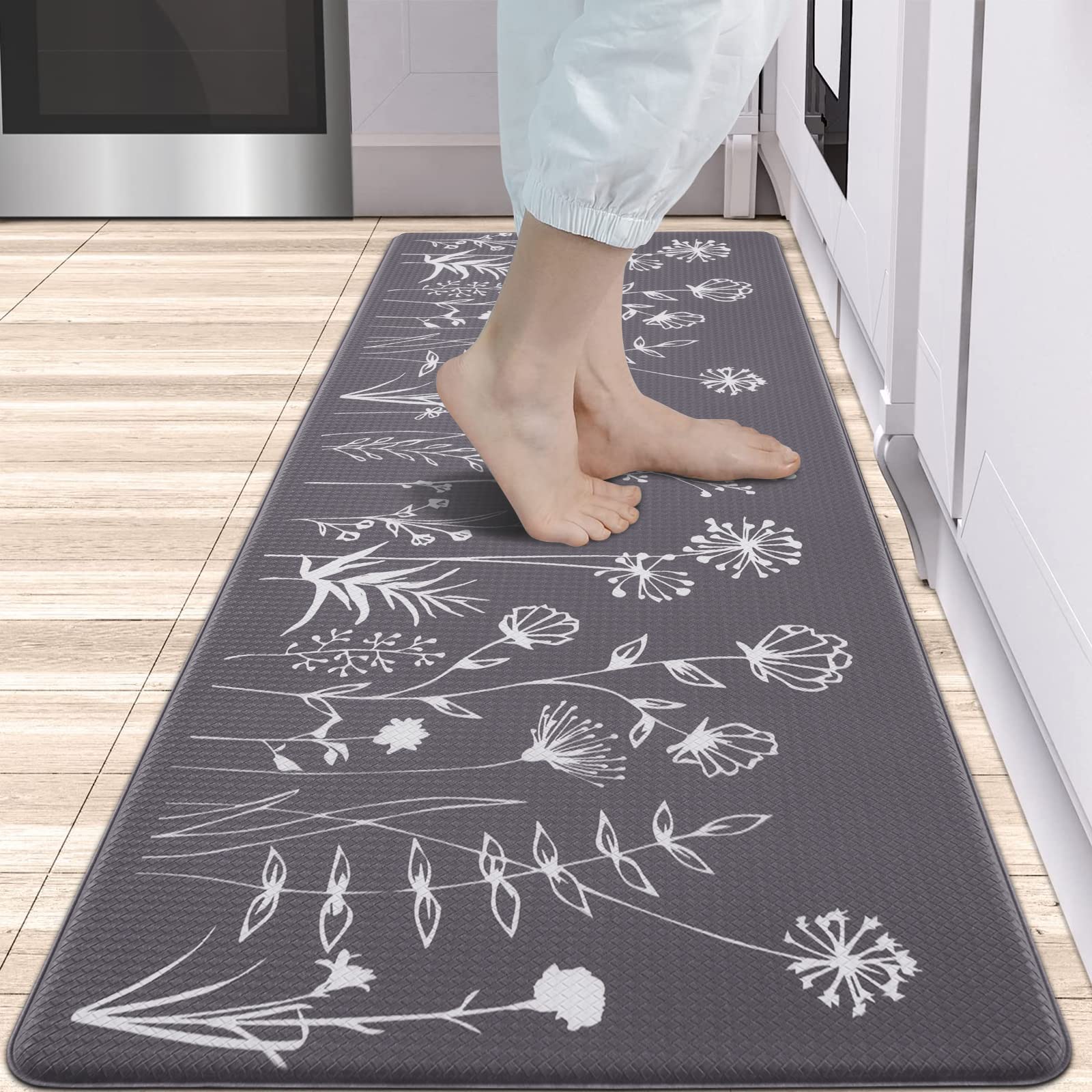 Amazon.com: ASPMIZ Floral Kitchen Runner Rug Cushioned Anti-Fatigue ...