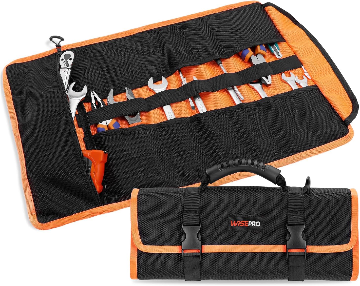 WISEPRO Tool Roll Up Bag with 13 Pockets, Portable Roll Up Tool Bag for ...