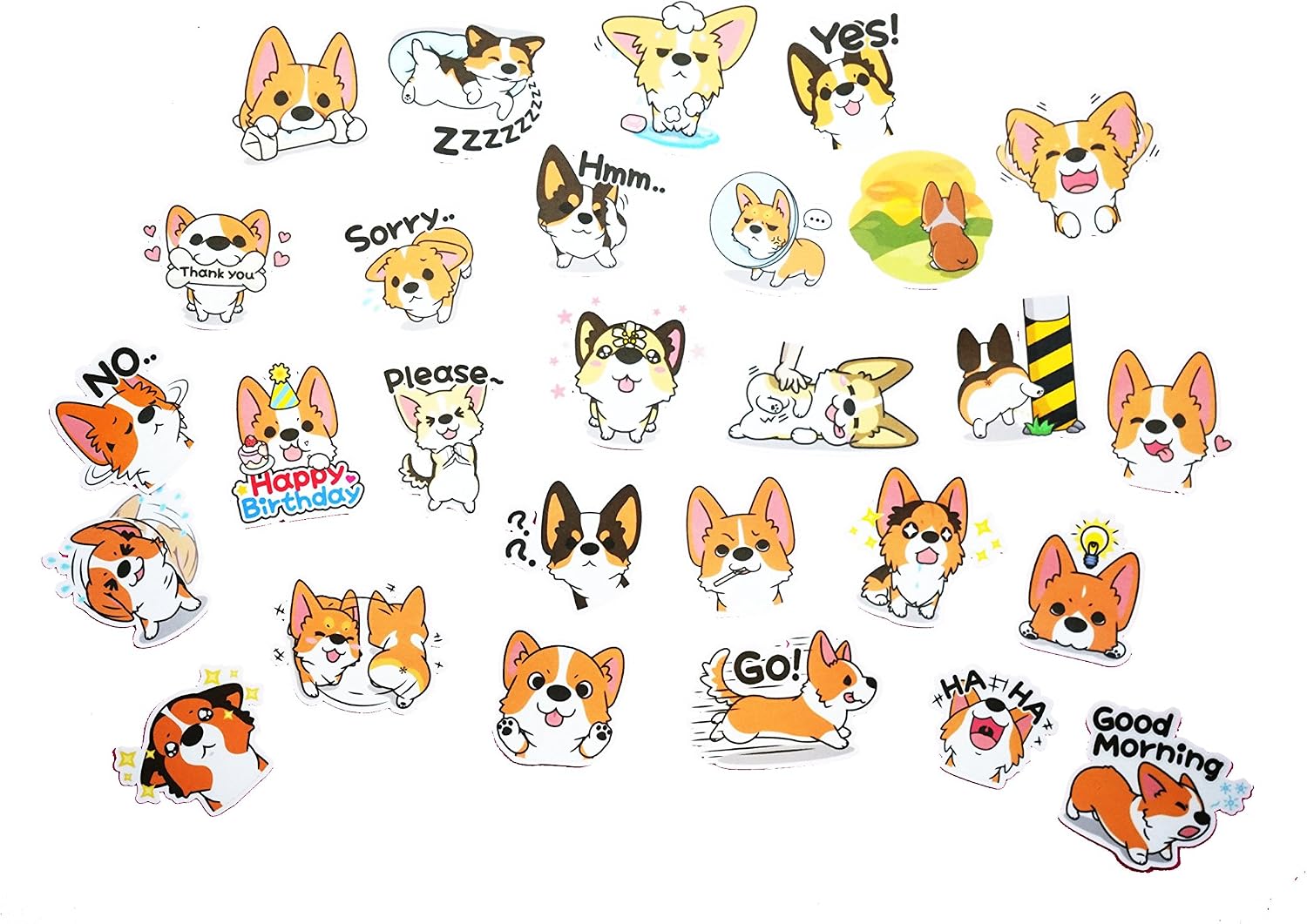 Amazon.com: Nayothecorgi Cute Corgi Stickers (Set 1), Plastic Line ...