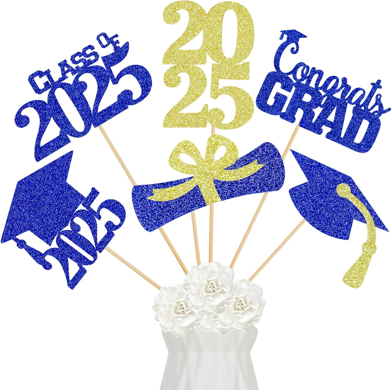 Amazon.com: 24Pcs 2025 Graduation Table Centerpieces Sticks Blue and ...