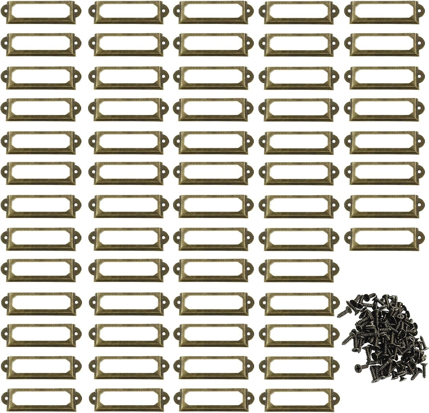 Amazon.com : Moicstiy 60Pcs Metal Label Holders File Cabinet Label ...