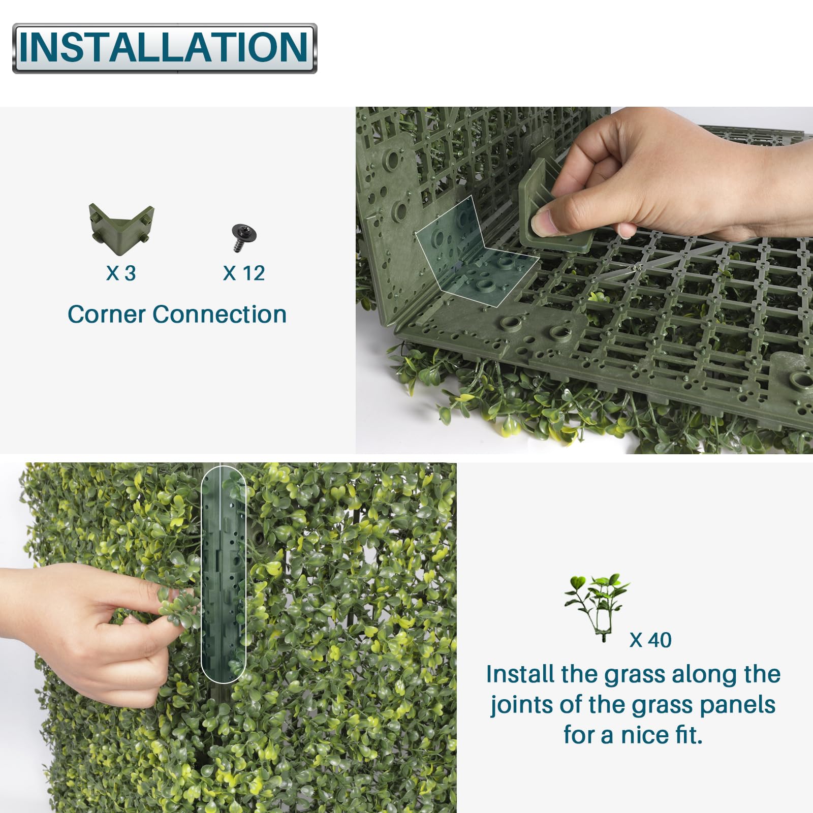 Snapklik.com : Coarbor Corner Bracket Kit For Artificial Grass Wall ...