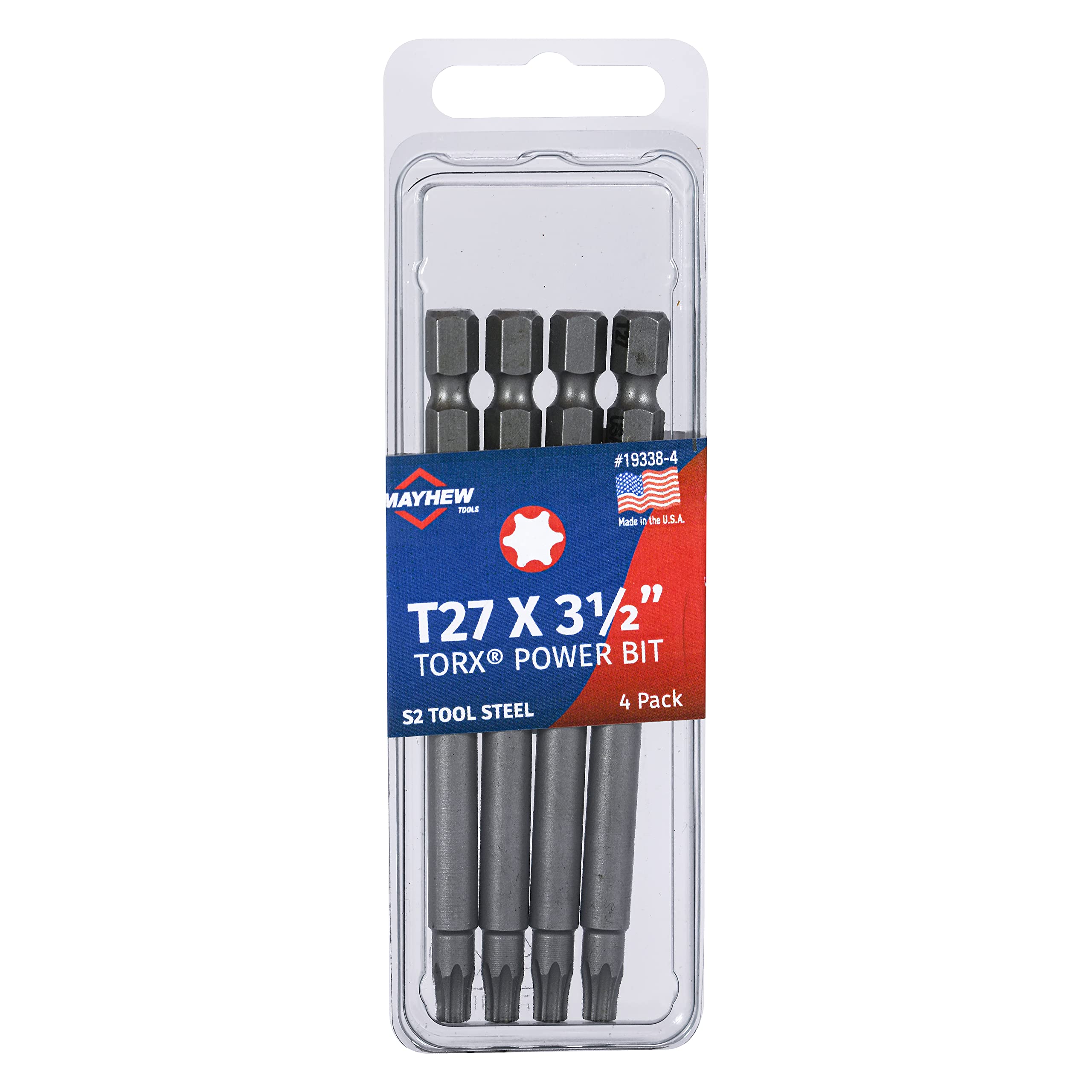 Amazon.com: Mayhew Tools 19338-4 USA Torx Power Bit, T27 x 3.5", 4-Pack ...