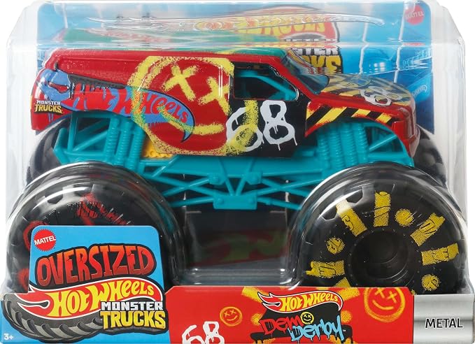 Amazon.com: Hot Wheels Monster Trucks, Oversized Monster Truck, 1:24 ...