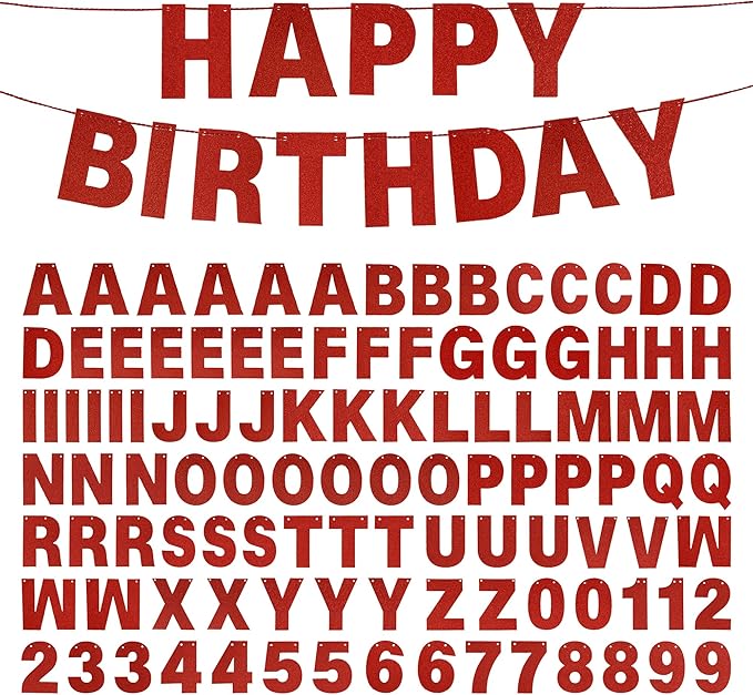Amazon.com: DIY Banner Kit with Letters Glitter Red Customizable ...