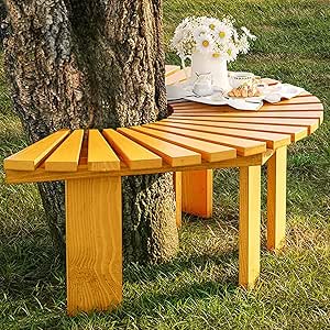 Amazon.com: Aimery Half Round Tree Bench,Wrap Around Tree Bench,Wooden ...