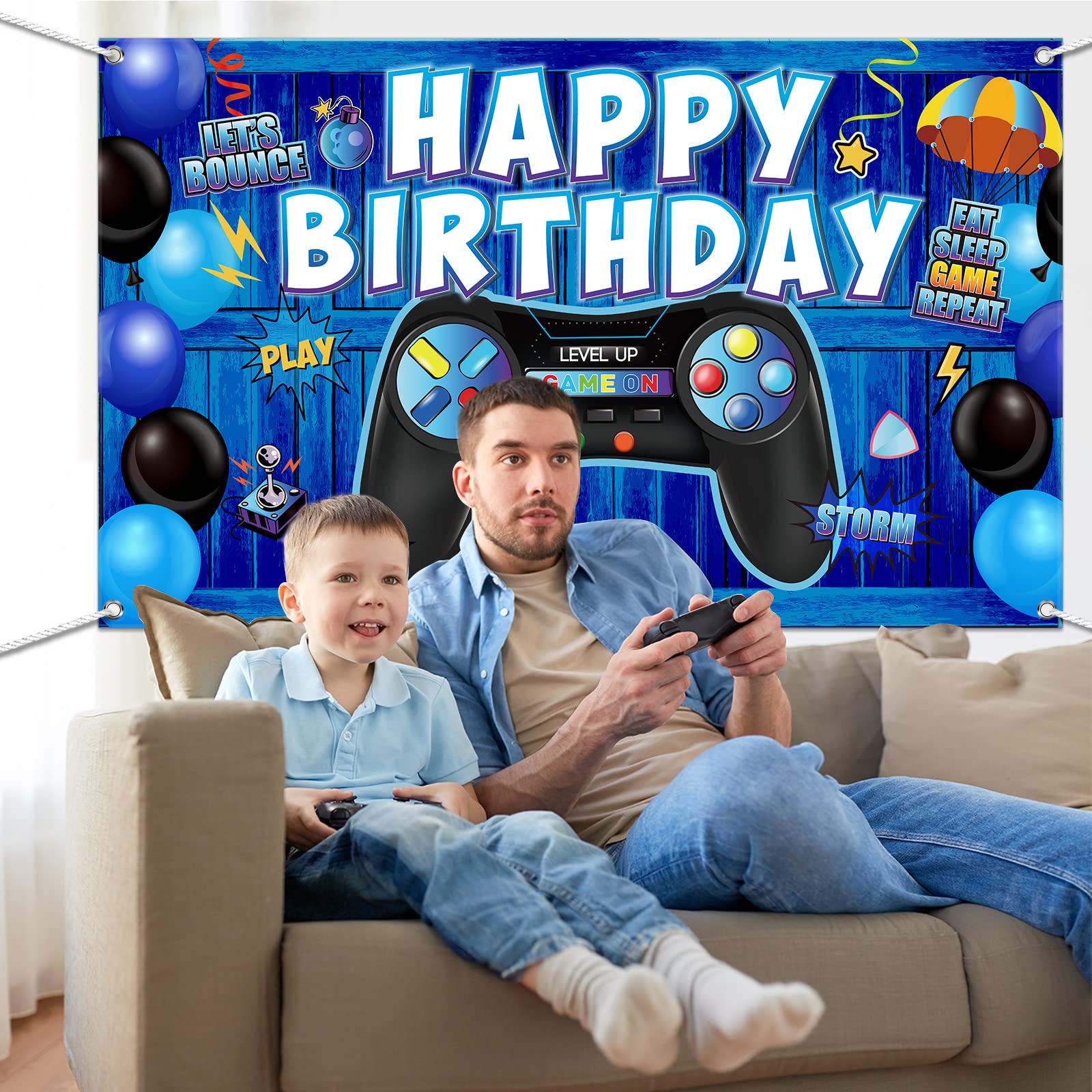 Video Game Backdrop Happy Birthday Backdrop, Birthday Party Backdrop ...