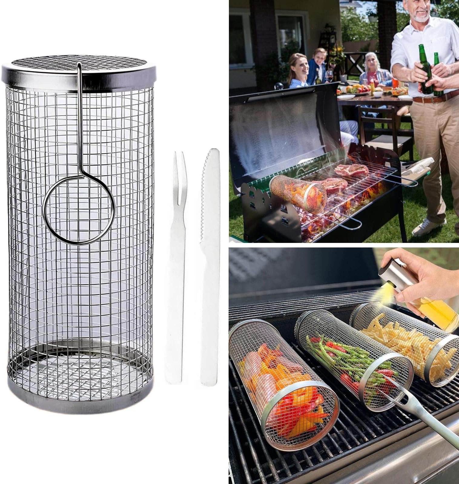 Amazon.com : Rolling Grilling Basket - Greatest Grilling Basket Ever ...