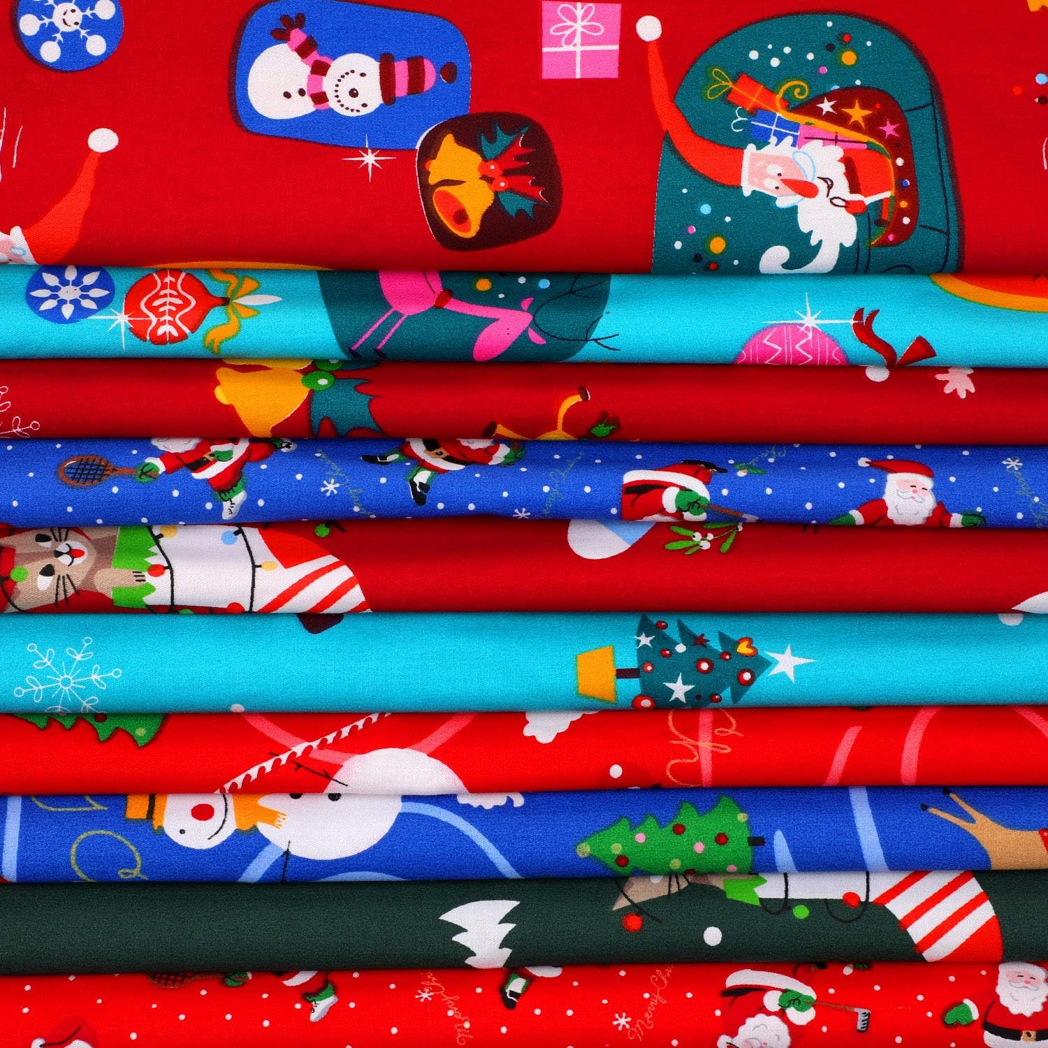 Amazon.com: 10 Christmas Fabric Bundles - 18 x 22 Inch Fat Quarters ...