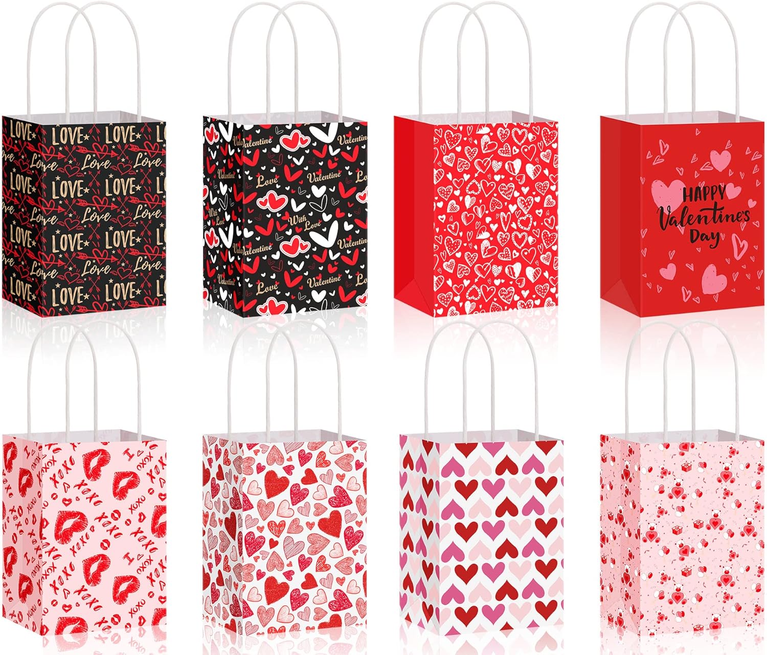 Amazon.com: Spakon 8 Pcs Mini Paper Valentines Day Gift Bags Mini Gift ...