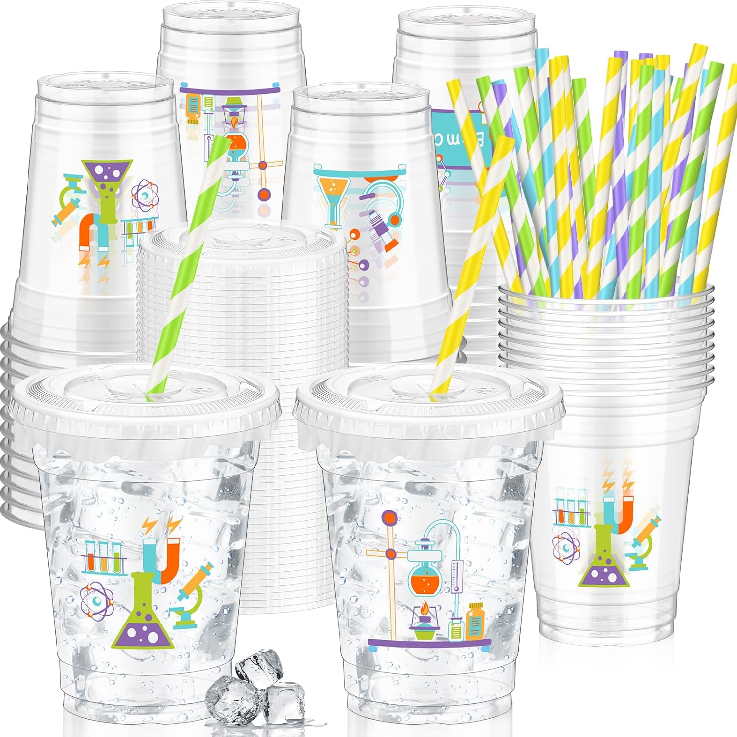 Amazon.com: FoldTier 50 Pcs Science Cups 12 oz Disposable Plastic Cups ...