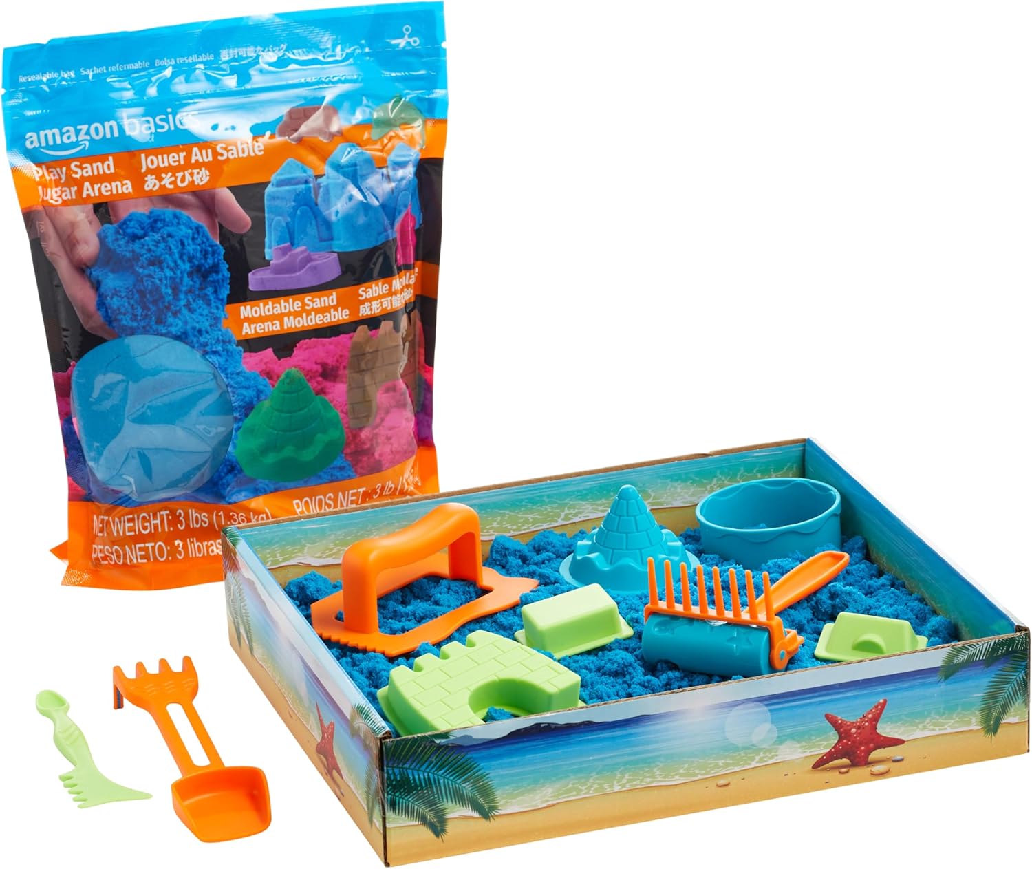 Amazon.com: Amazon Basics 11 Piece Moldable Sensory Sand Toy Kit with ...