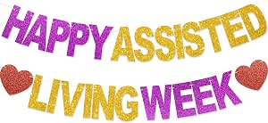 Amazon.com: Amnbrei Happy Assisted Living Week Banner - No DIY Glitter ...