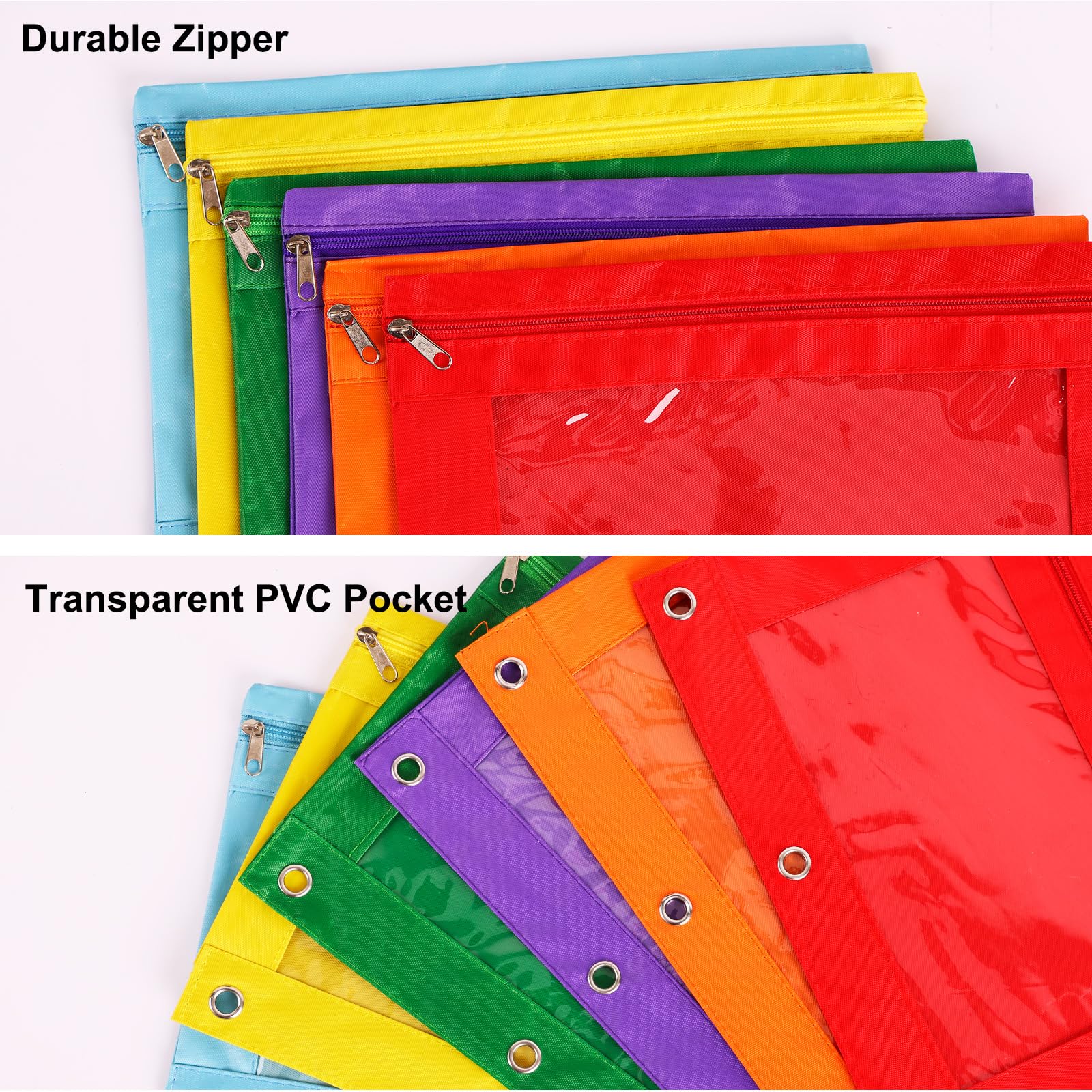 Snapklik.com : EOOUT 12 Pack Binder Pouches For 3 Ring, 6 Colors Zipper ...