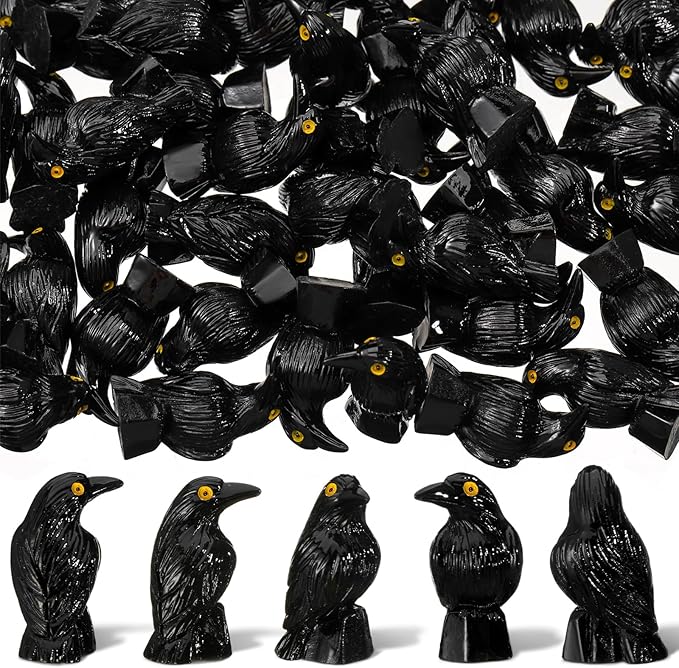 Sonwyoung 50 Pcs Miniature Crows Figurines Mini Resin Crows Figures ...