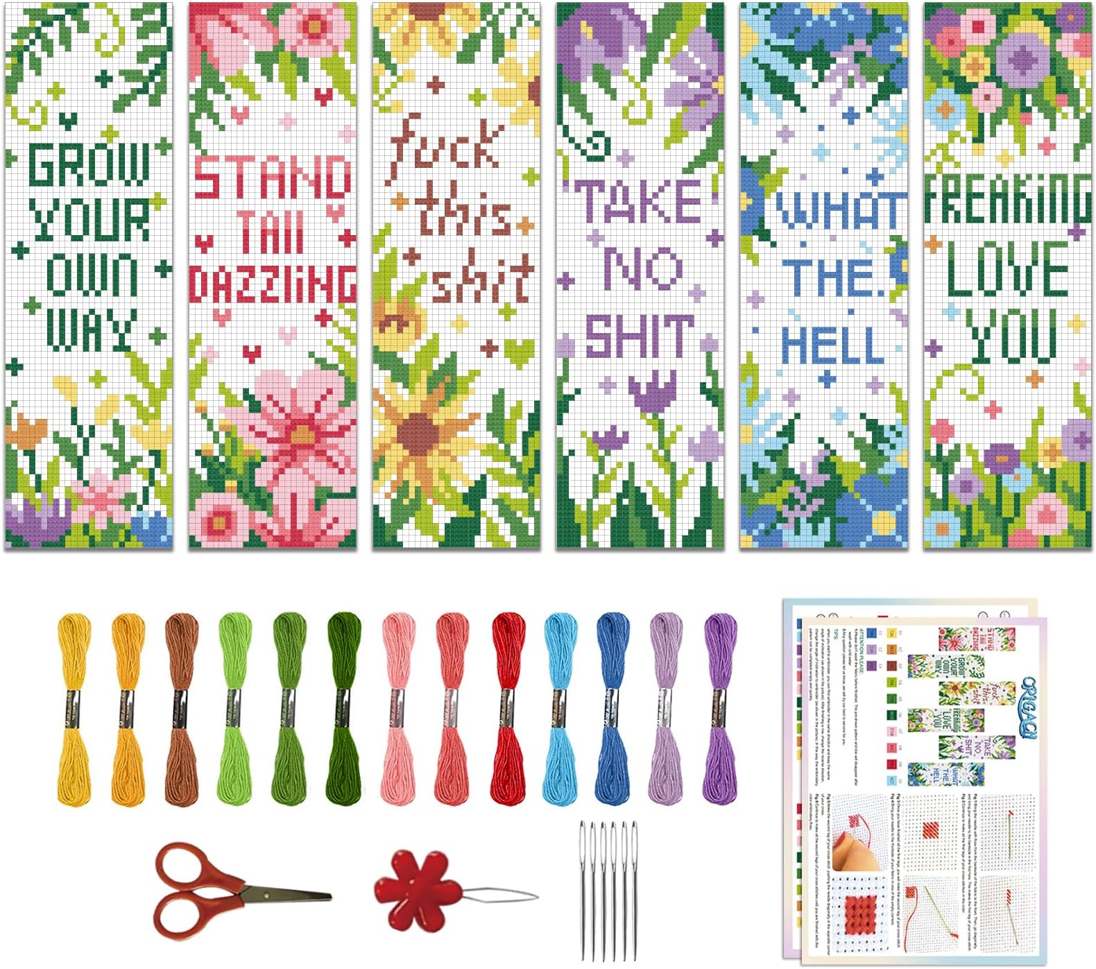 Amazon.com: ZuoAnLF Cross Stitch Bookmark Kit 4PCS,DIY Bookmarks Cross ...