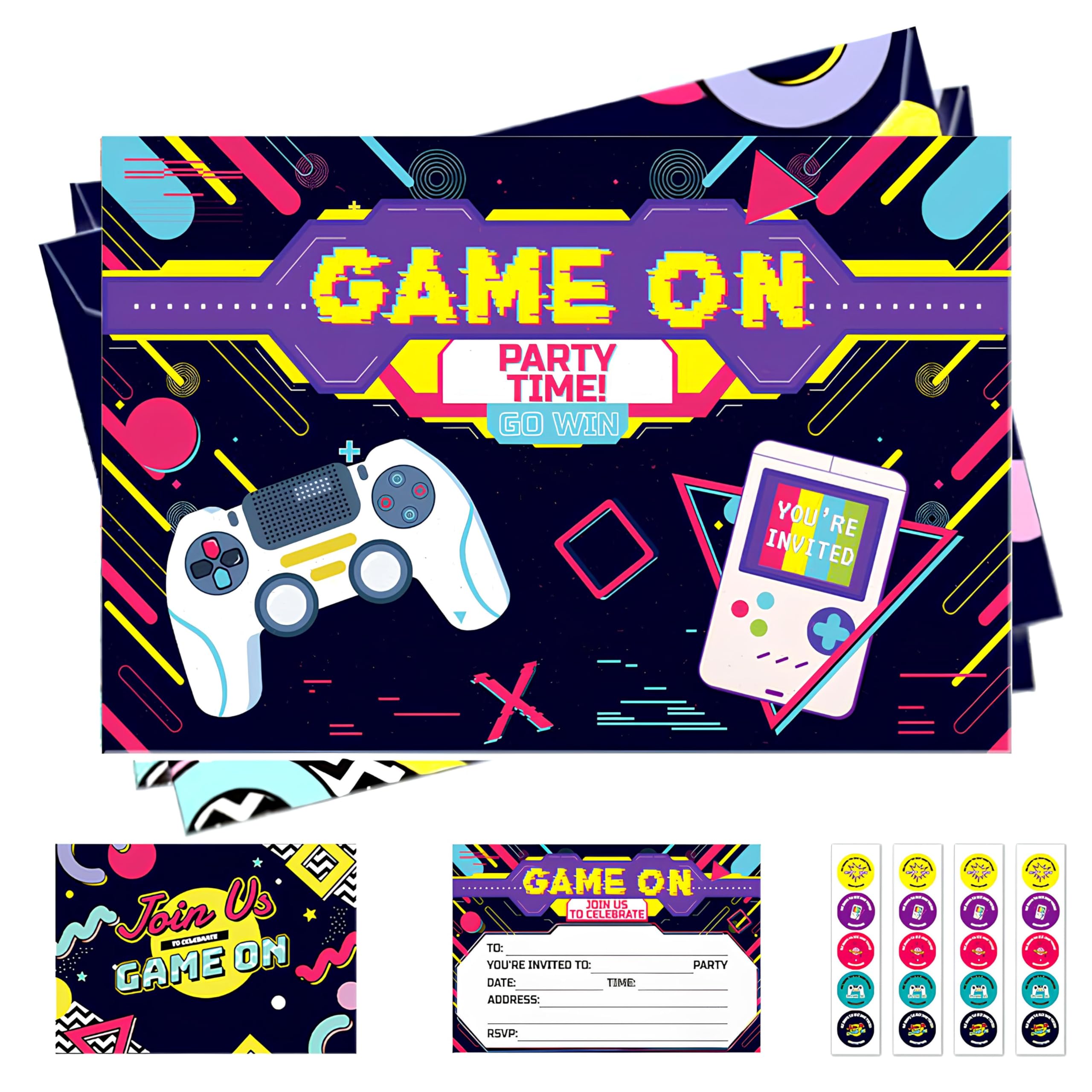HBYDO Video Game Party Invitation Card,20 Set Birthday Party ...