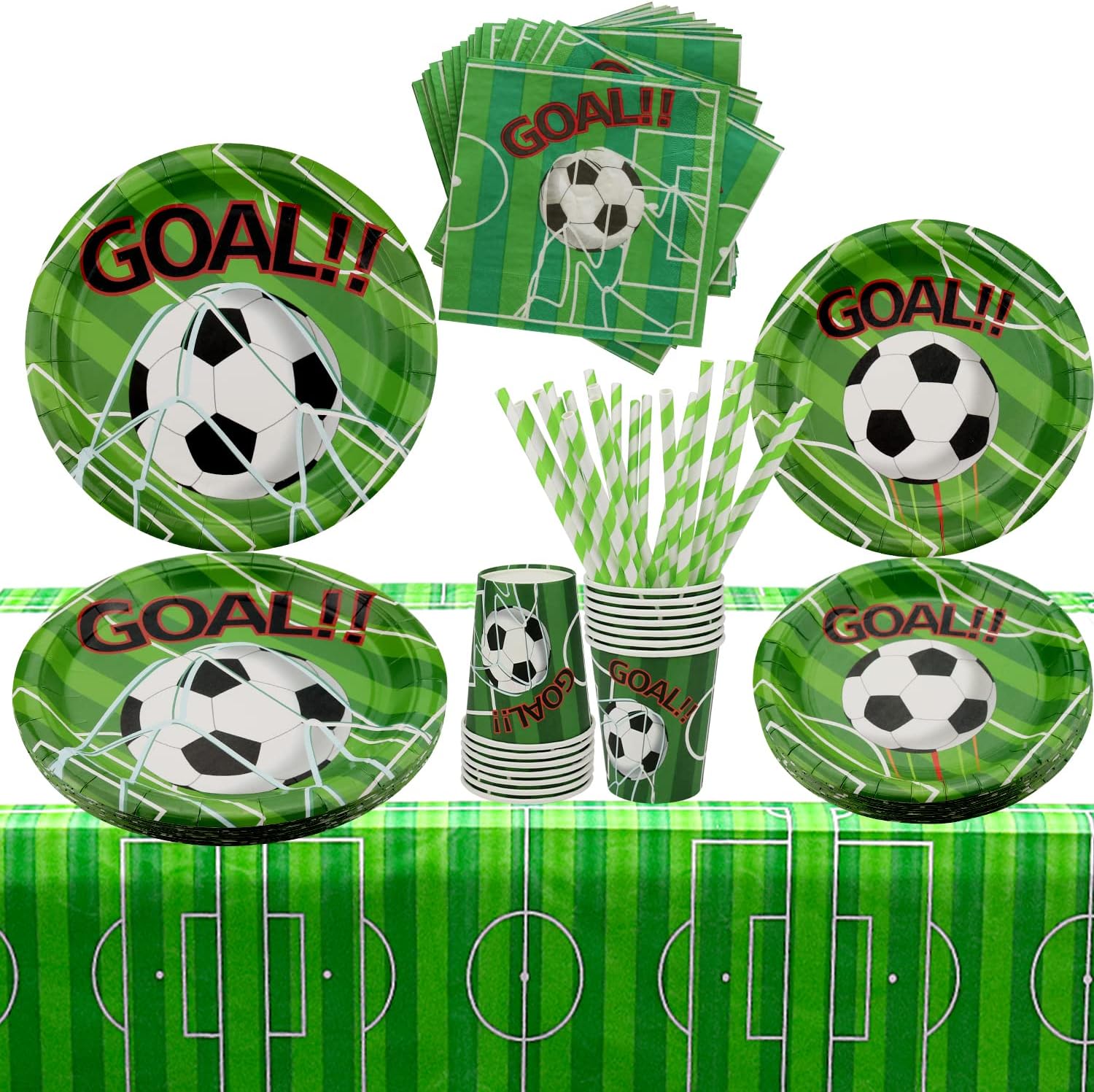 Amazon.com: FillTouch 195 Pcs Soccer Party Supplies 24 Guest Disposable ...