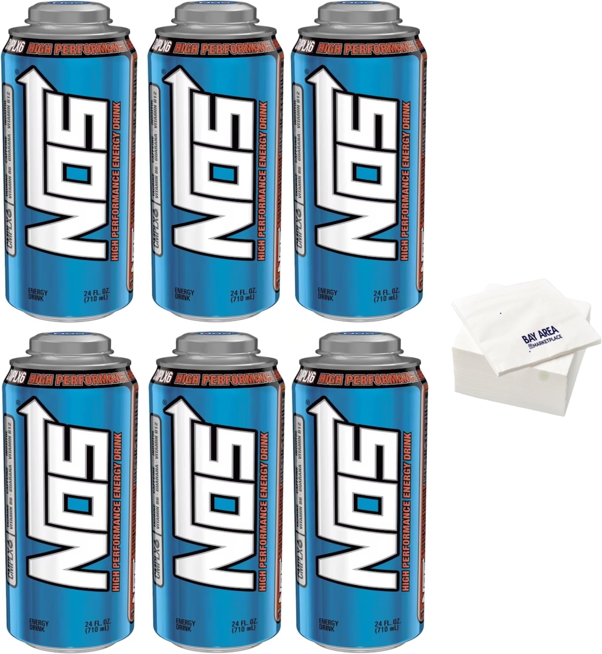 Amazon.com : NOS Energy Drink, 24oz Cans, (Pack of 6) with Bay Area ...