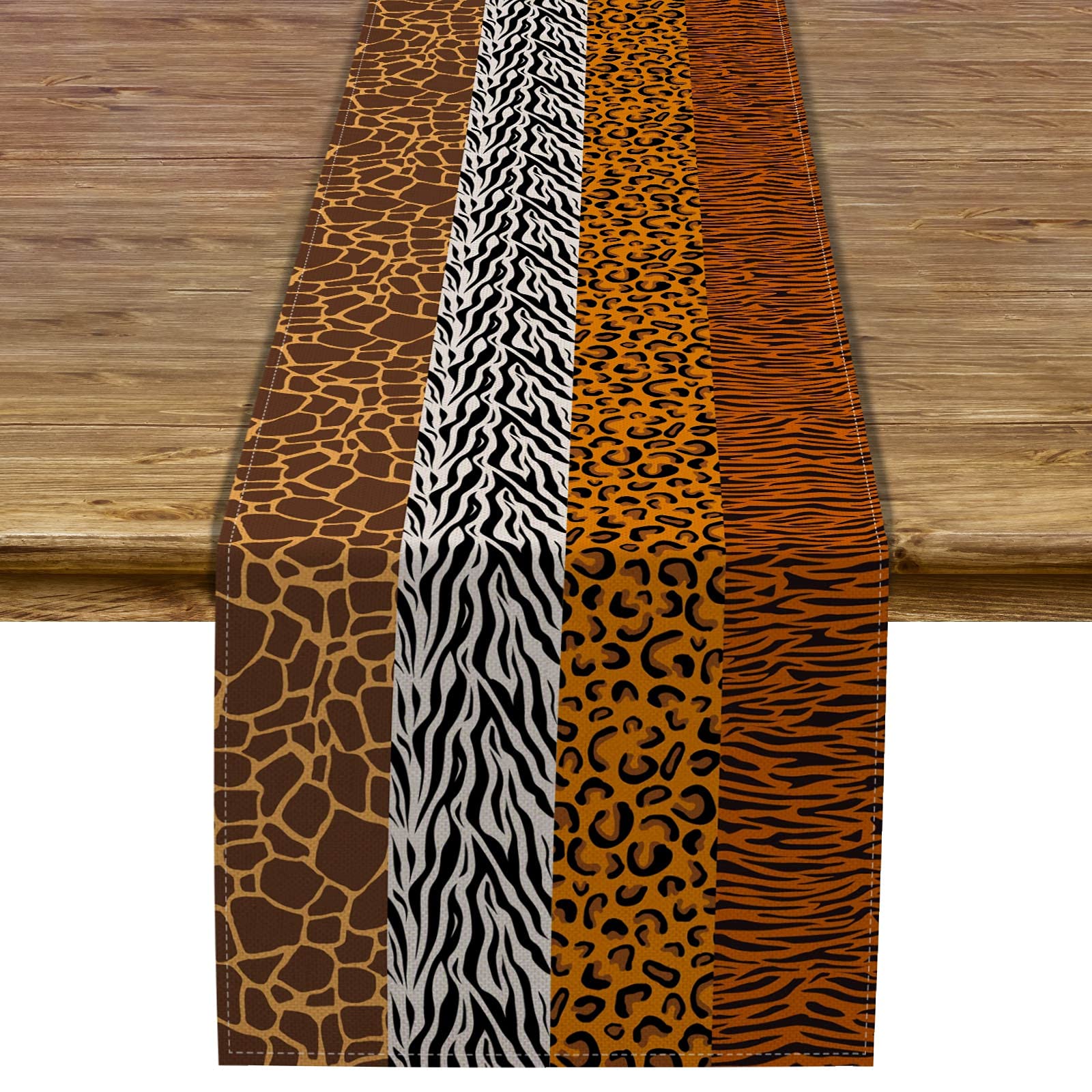 Amazon.com: Linen Safari Table Runner Zebra Tiger Giraffe Leopard ...