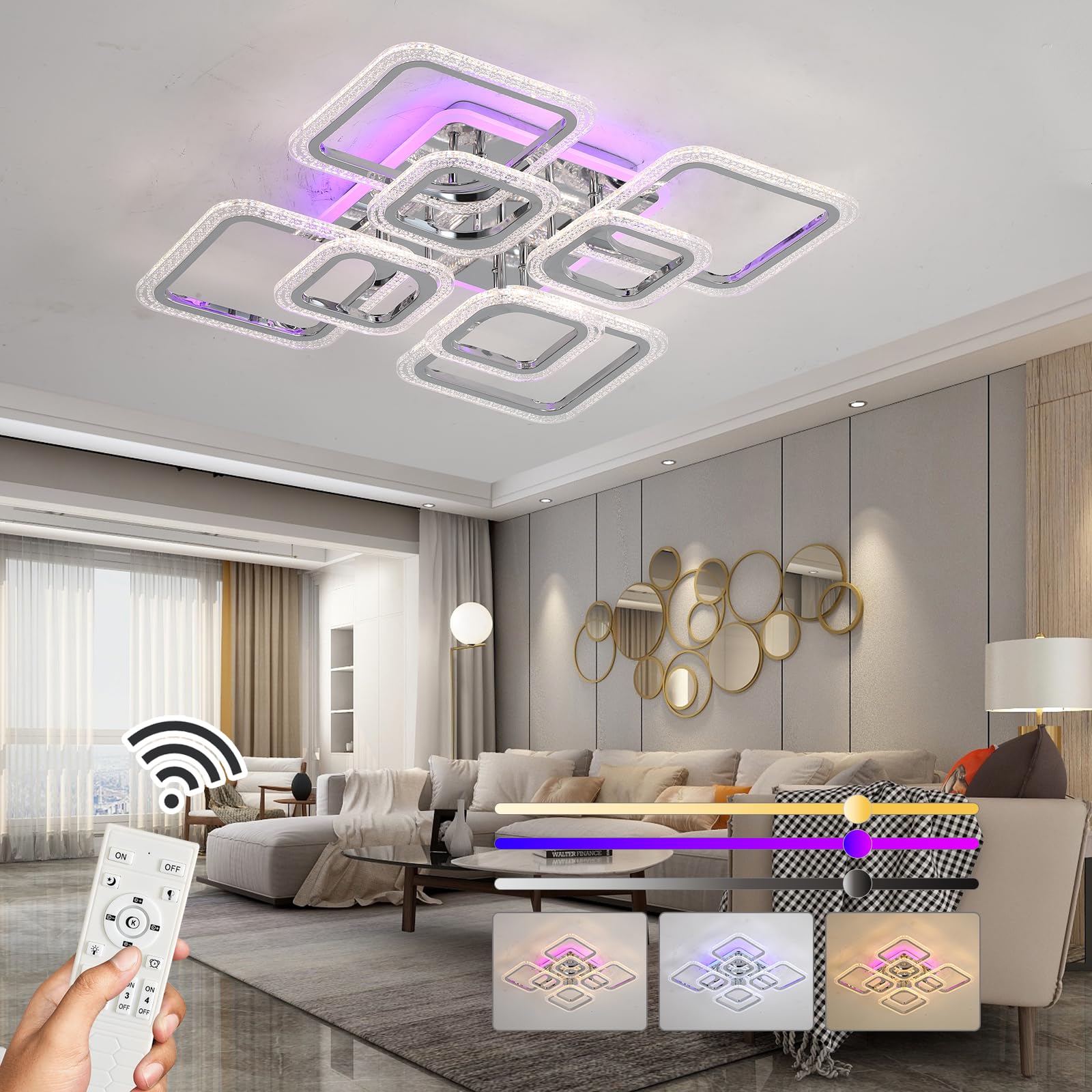 ZAITINZ Modern Ceiling Light,80W Bedroom Ceiling Lights,Dimmable Living ...