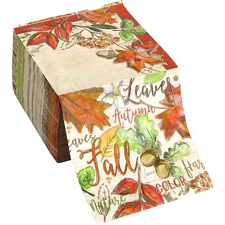 Amazon.com: Paper Disposable Party Napkins, Beverage Size, Fall Leaves ...
