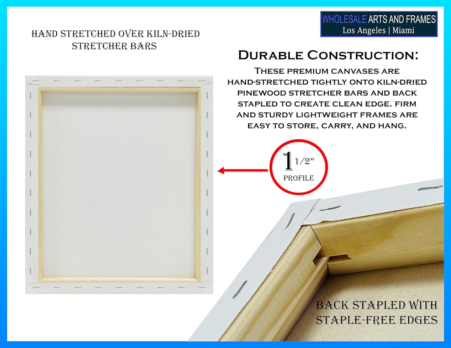 Lienzo estirado blanco de 1-12 pulgadas de profundidad de galería, 24 x ...