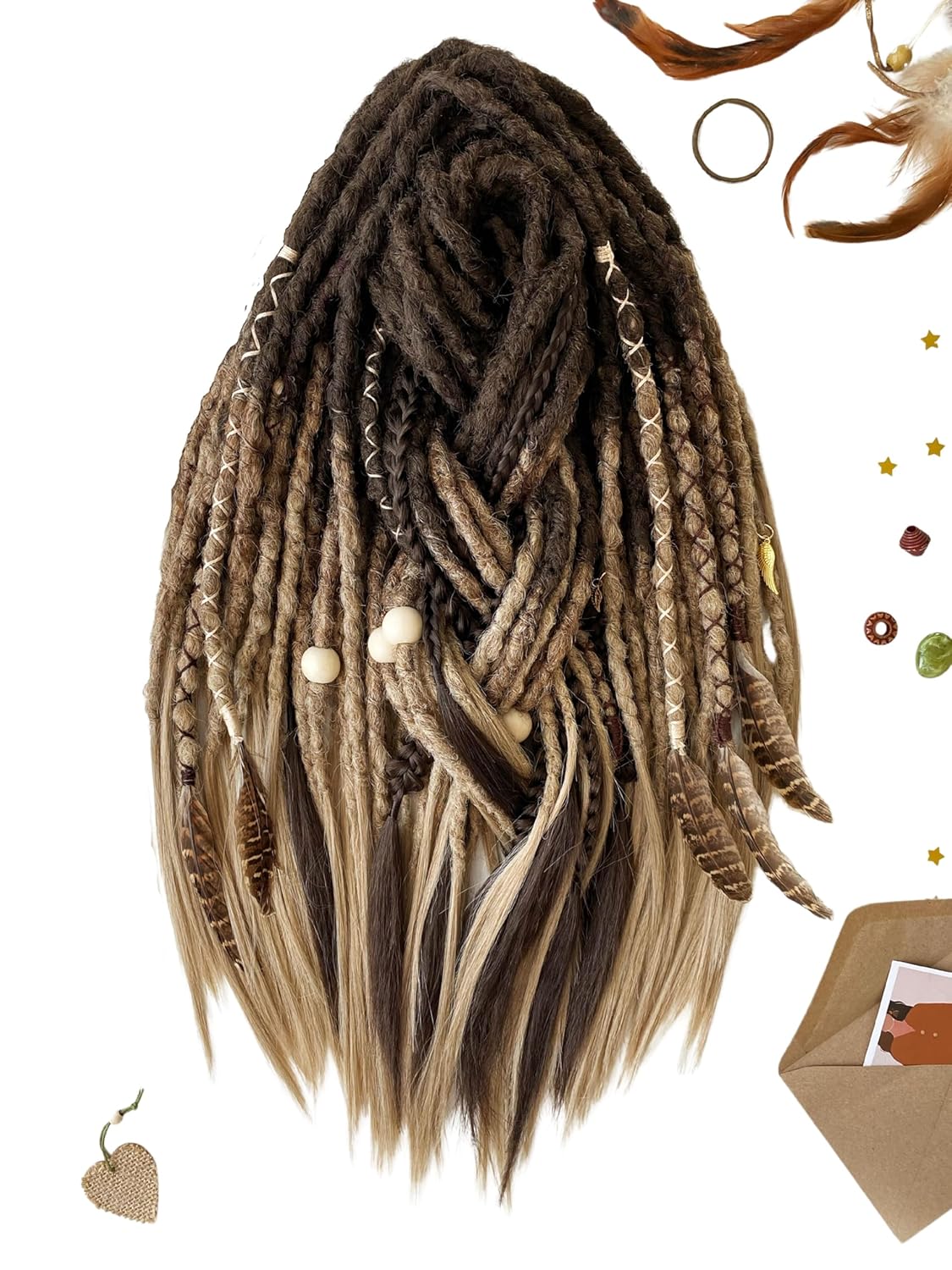 Synthetic dreads - Surfer’s Dreadlocks Set, natural Brown and blonde ...