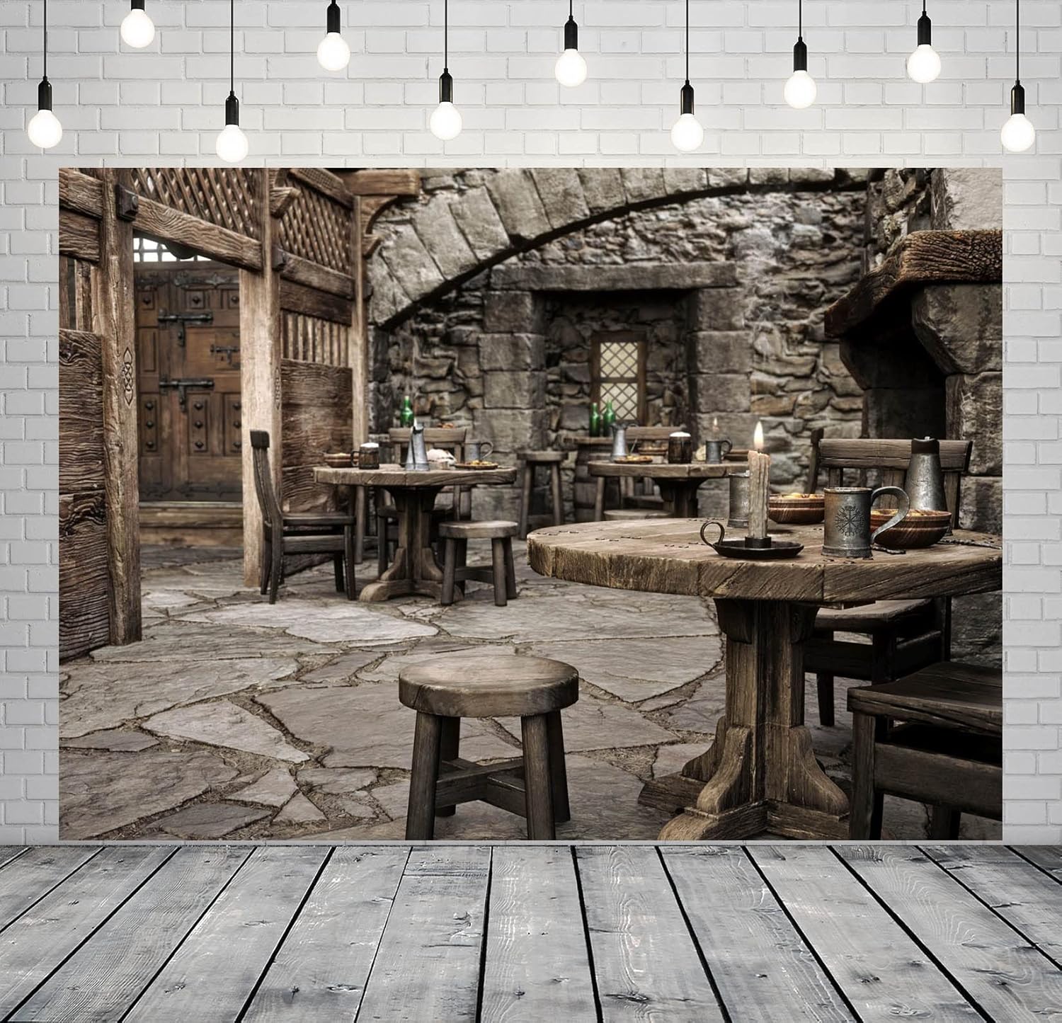 Amazon.com : BELECO 20x10ft Fabric Medieval Tavern Inn Backdrop for ...