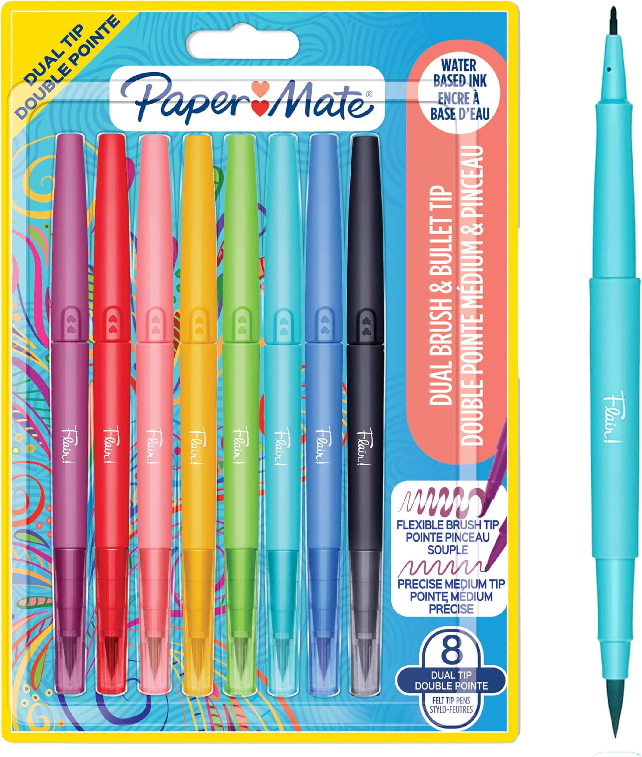 Amazon.com : Paper Mate Flair DUAL Felt Tip Pens | Brush and Medium ...