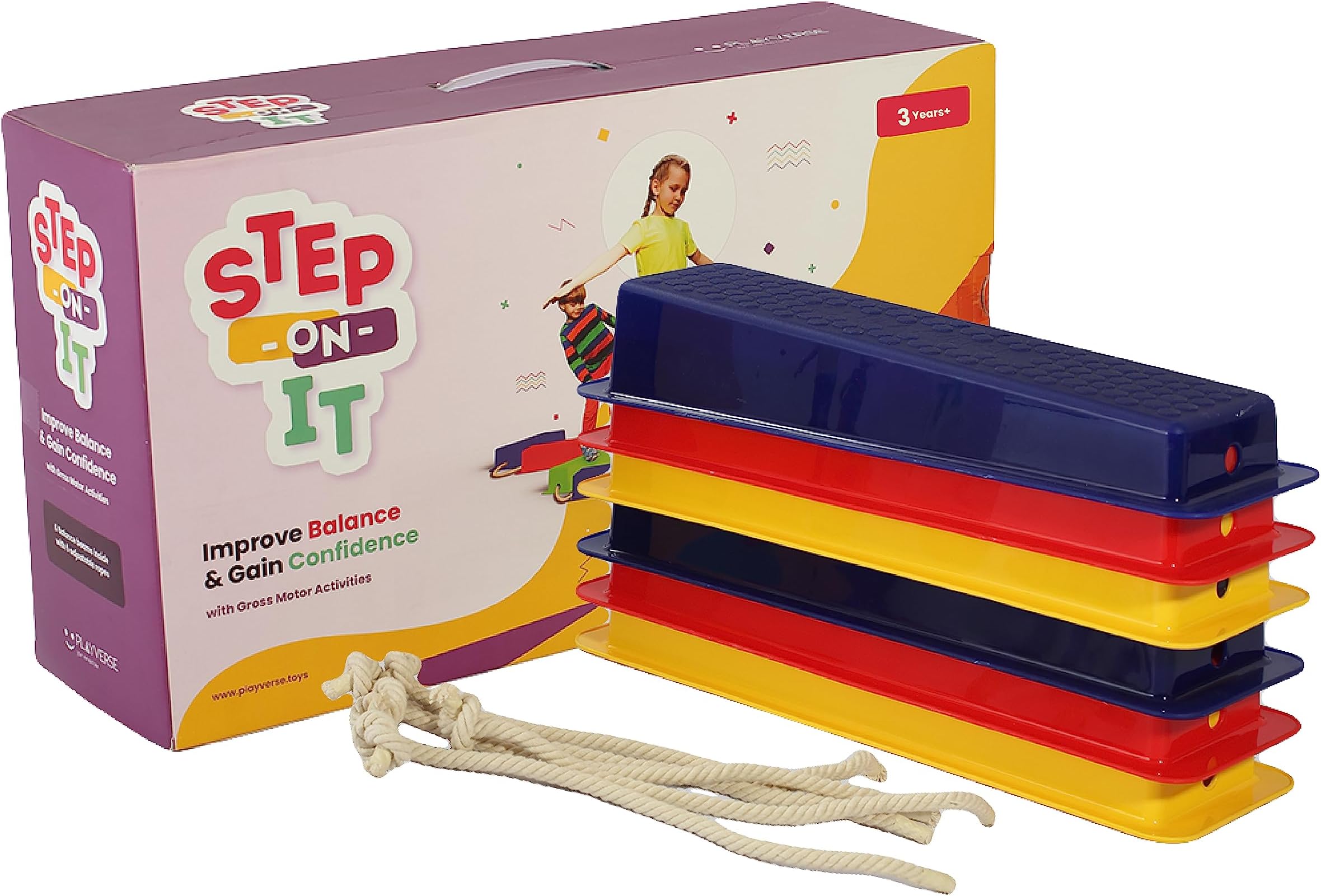 PlayVerse Step-On-It! Balance Beams For Kids,6 Connectable Logs To ...