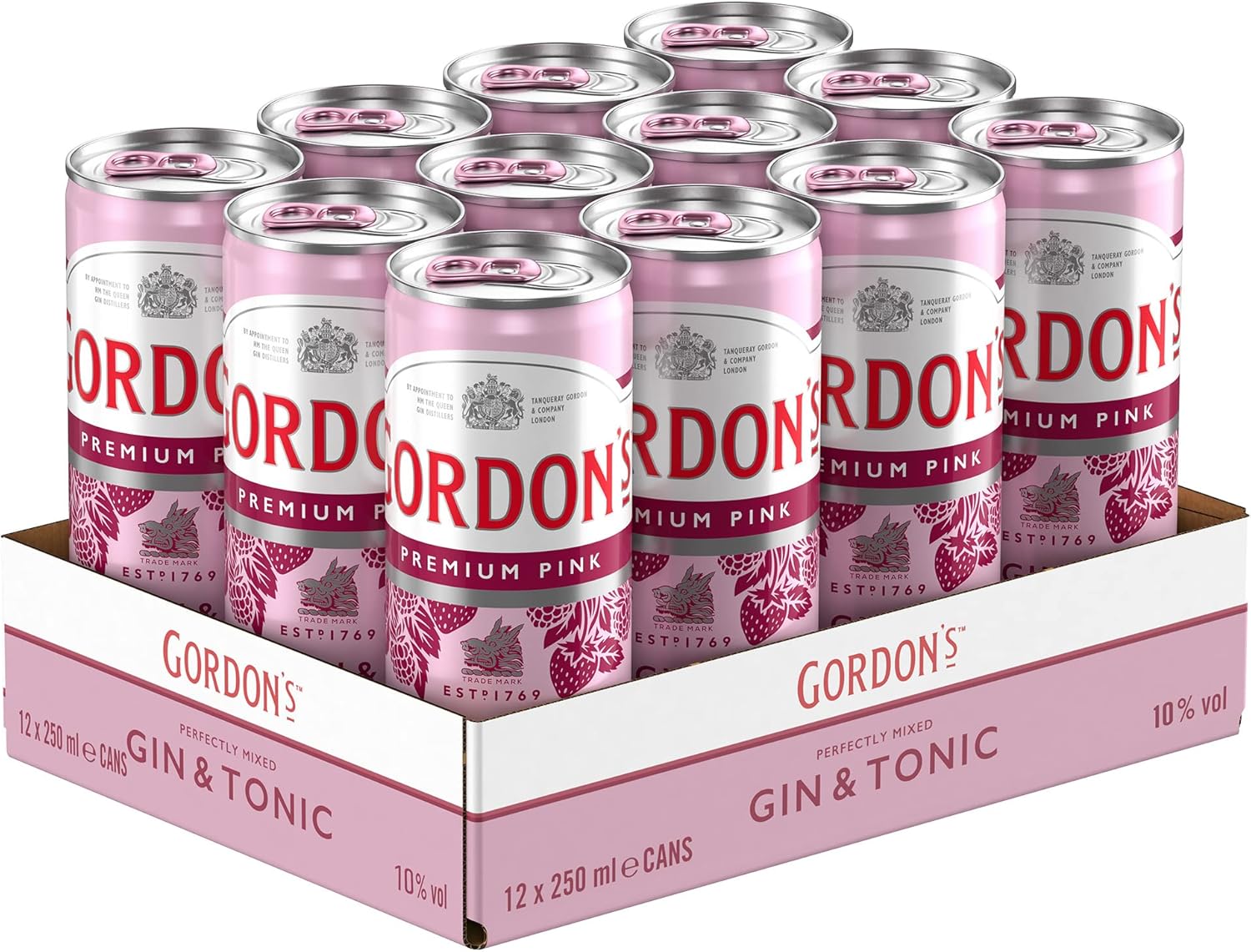 Gordon's Premium Pink Distilled Gin & Tonic, Erfrischendes Pink ...