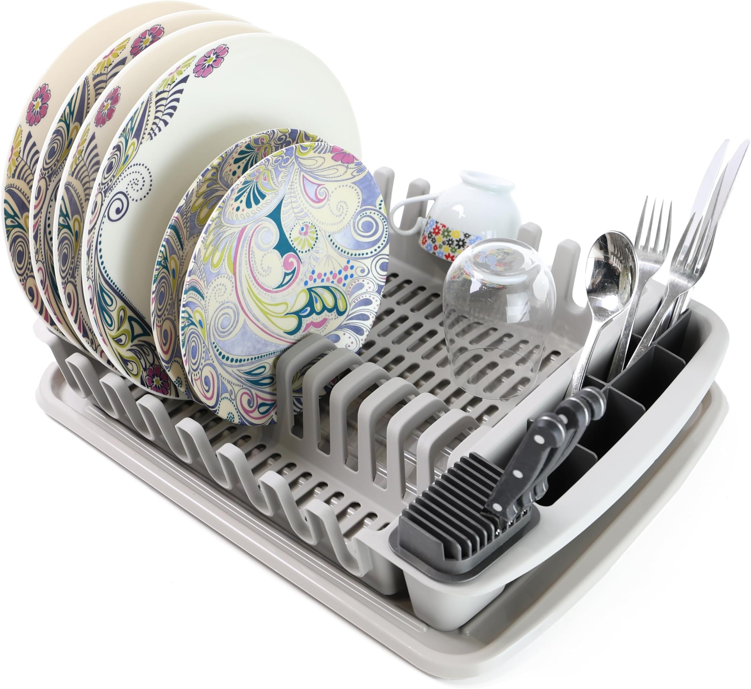 DIVCHI 2-Tier Dish Drying Rack Large Capacity Plastic Dish Drainer ...