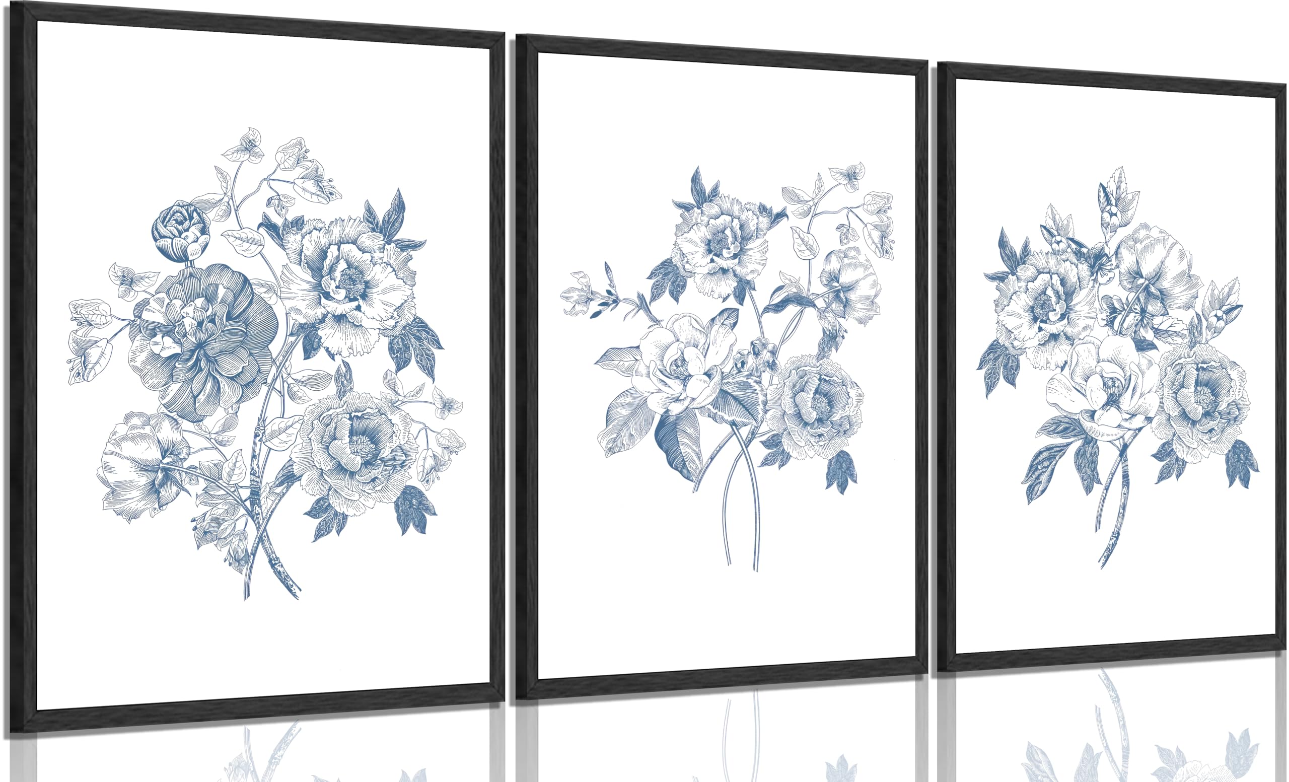 Amazon.com: Blue Flower Canvas Wall Art Abstract Chinoiserie Floral ...
