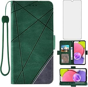 Asuwish Compatible with Samsung Galaxy A03s US Version 5G 2022 Wallet Case and Tempered Glass ...