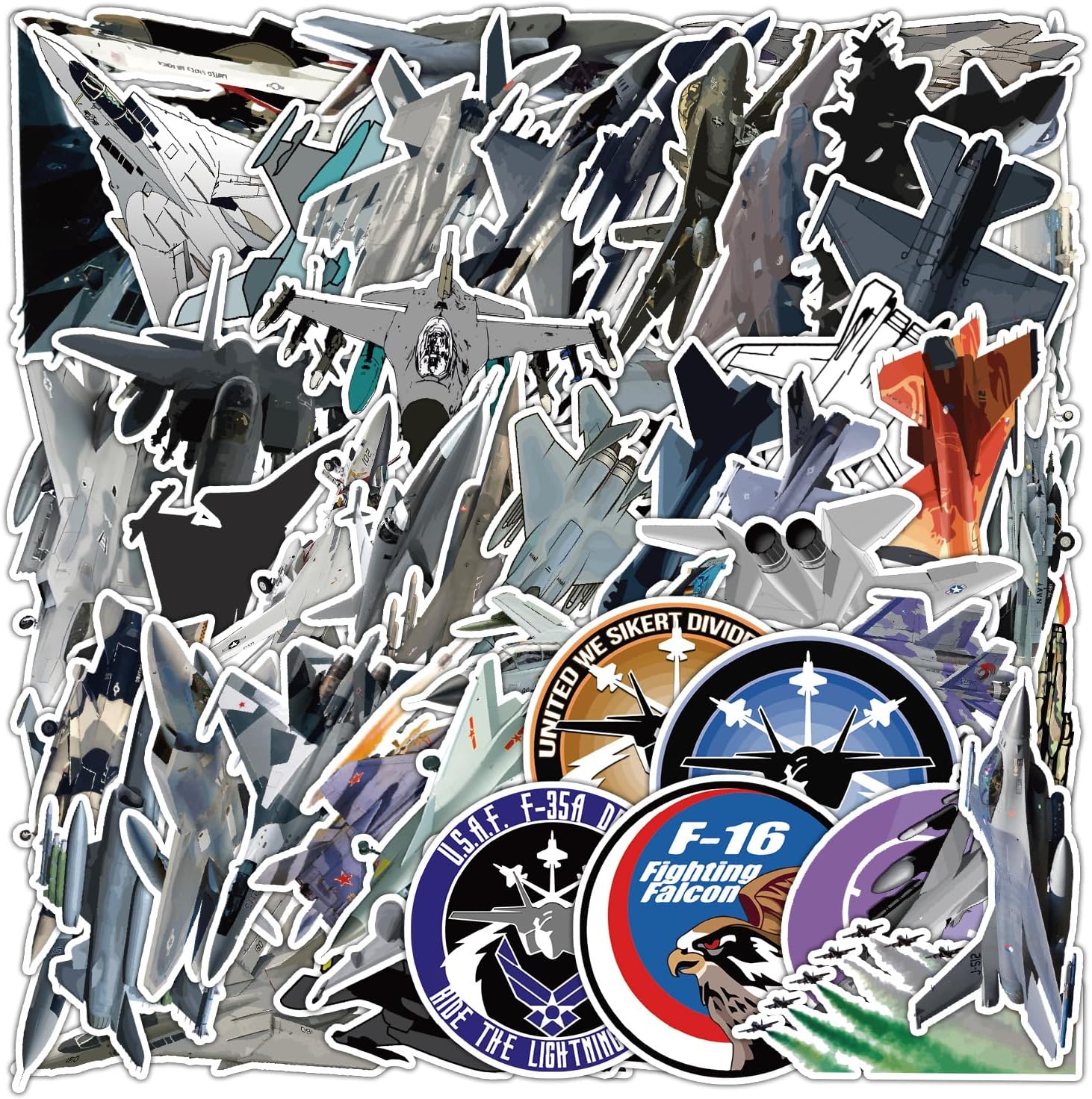 Amazon.com: 50 Pcs Fighter Stickers Waterproof Cool Jet Plane Stickers ...