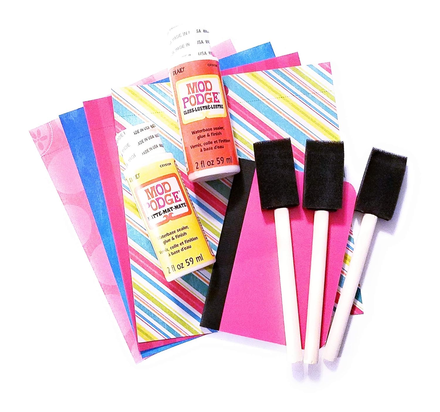 Mod Podge 7 Item Basic Starter Kit Bundle, Includes: Gloss Medium ...