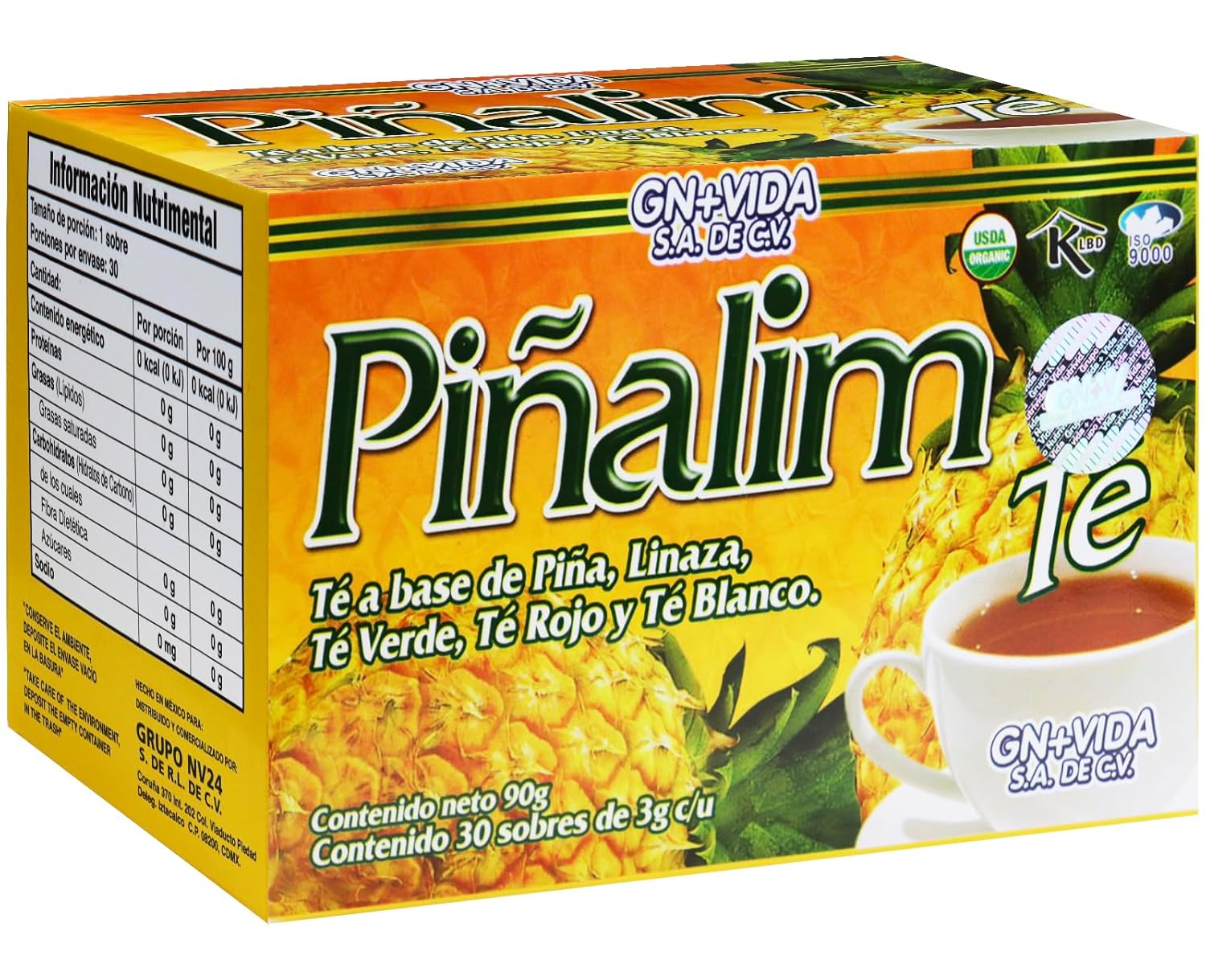 Amazon.com : Pinalim Tea/Te de Pinalim Mexican Version- Pineapple, Flax ...