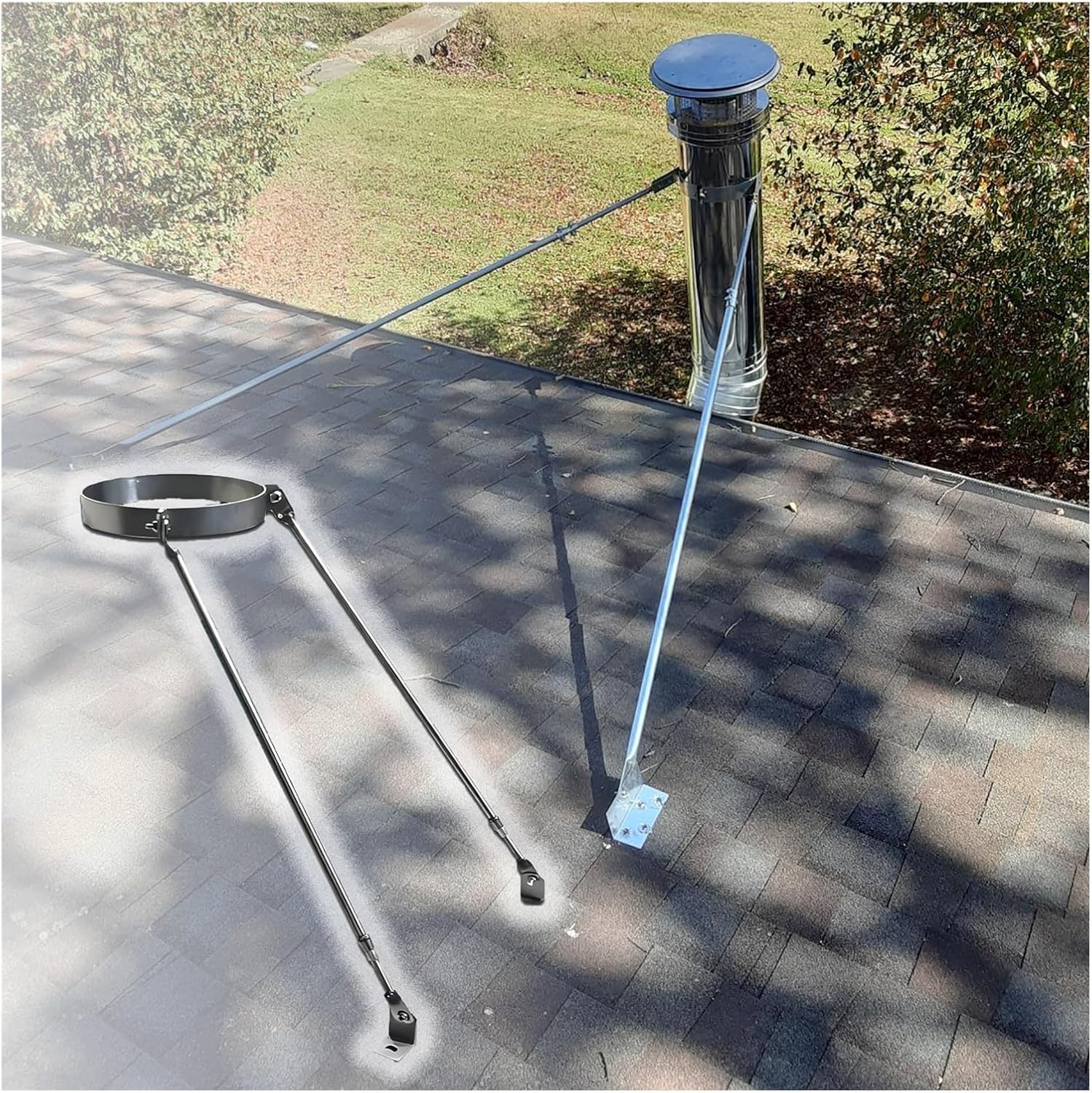 Heavy Duty Chimney Support Bracket Kit - Sturdy Galvanized Steel Stove ...