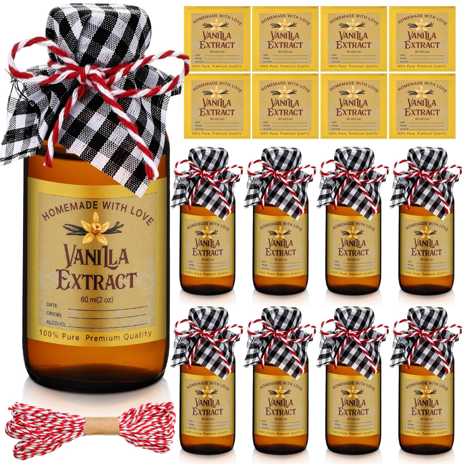 Amazon.com: Uiifan 8 Pcs Vanilla Extract Bottles Amber Glass Bottles ...