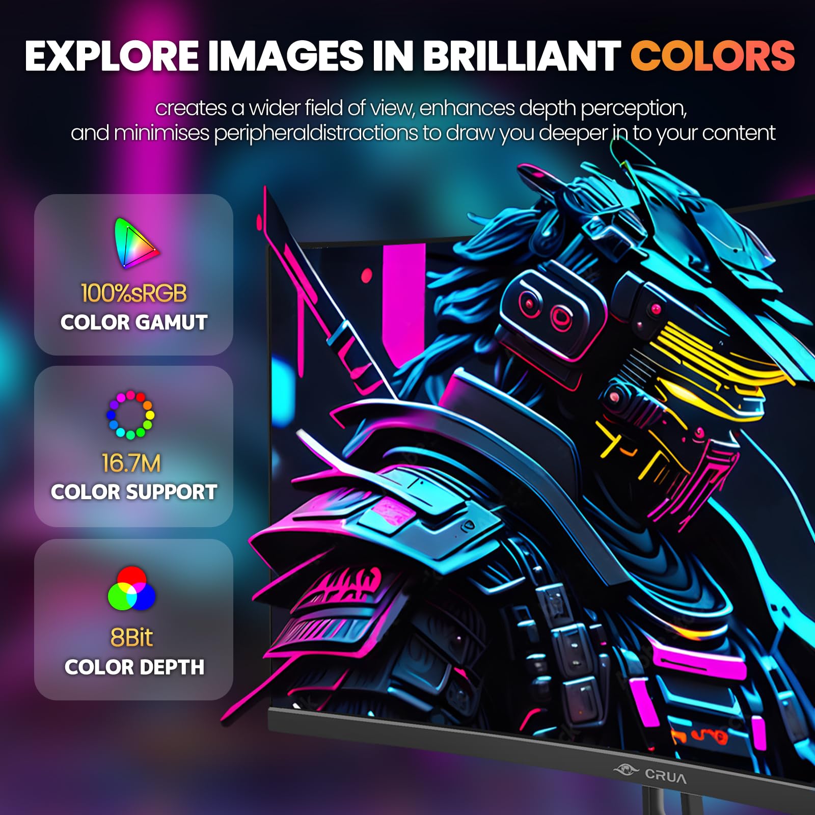 Snapklik.com : CRUA 32 144Hz/165Hz Curved Gaming Monitor, Full HD 1080P ...