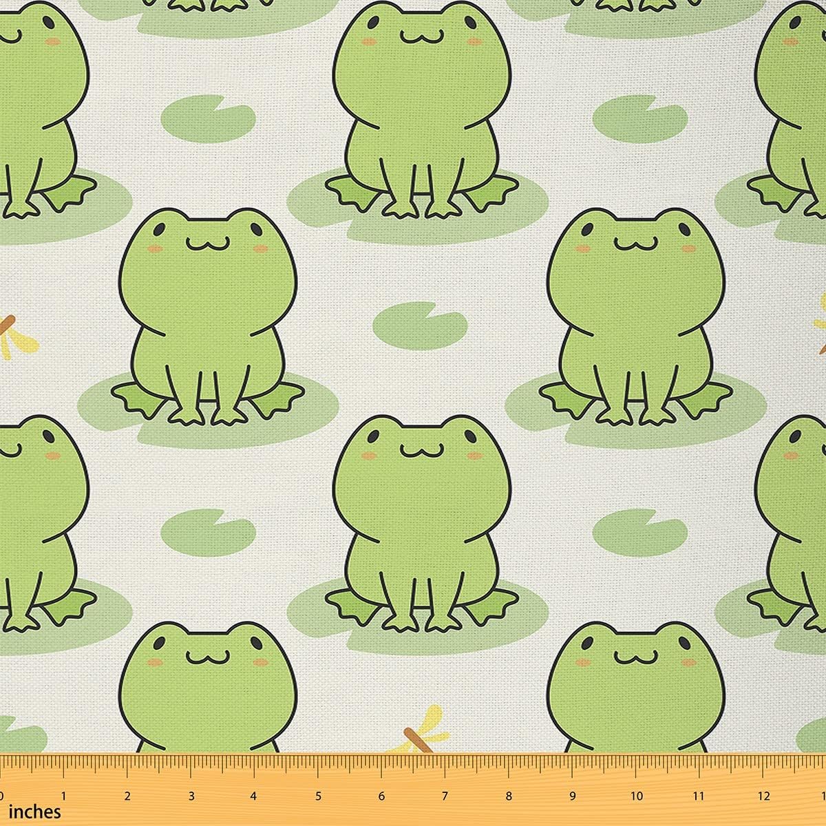Amazon.com: Erosebridal Frog Upholstery Fabric for Kids, Kawaii Frog On ...