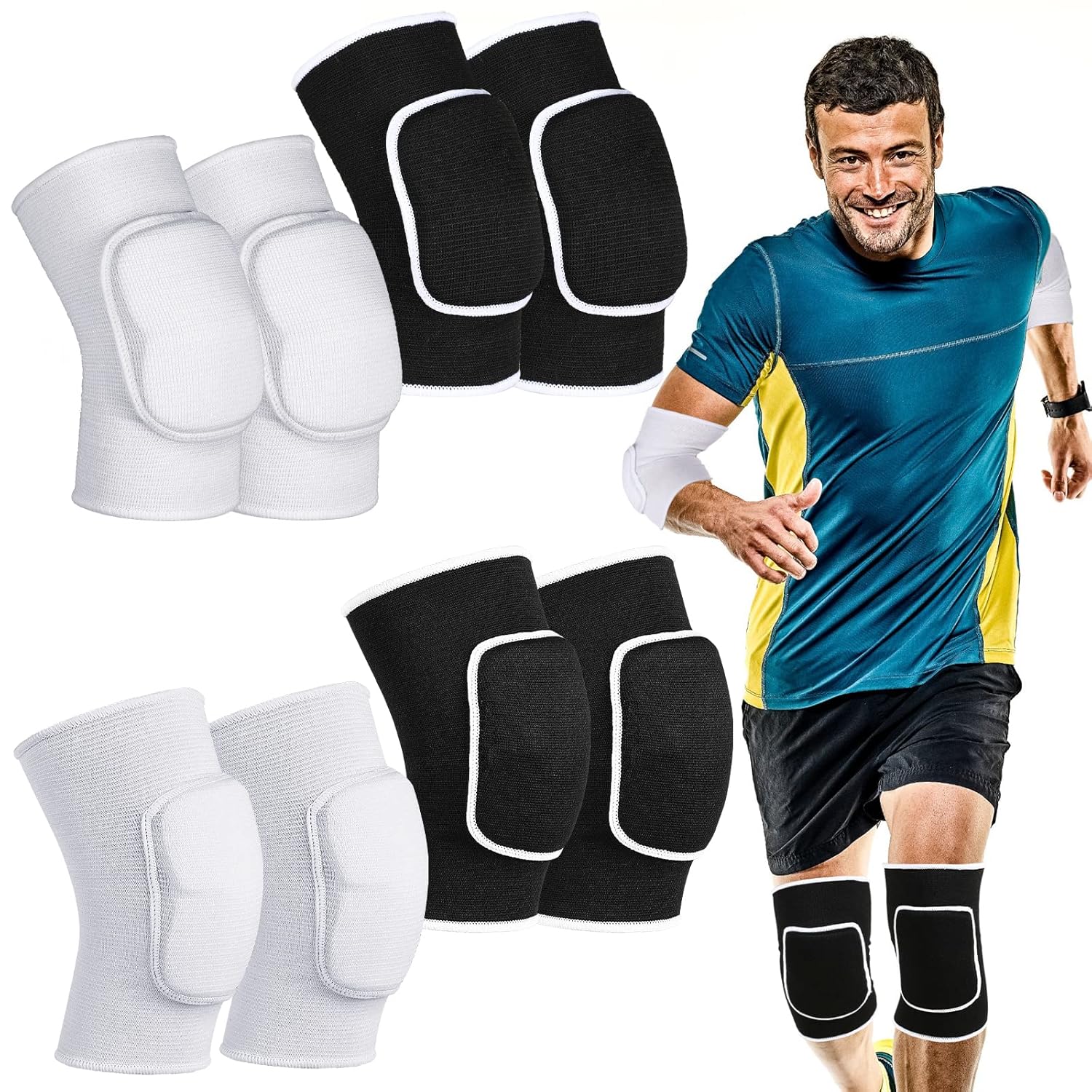 Amazon.com : 4 Pair Volleyball Knee Elbow Pads Breathable Elbow Pads ...